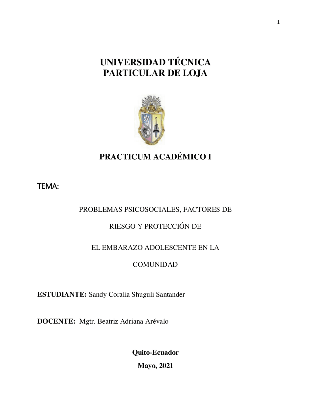 Utpl Practicum 1 Entregable Total Monografías Ensayos De Psicología