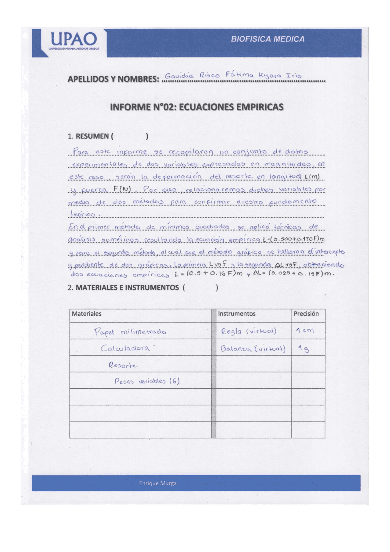 Informes De Biofisica Docsity