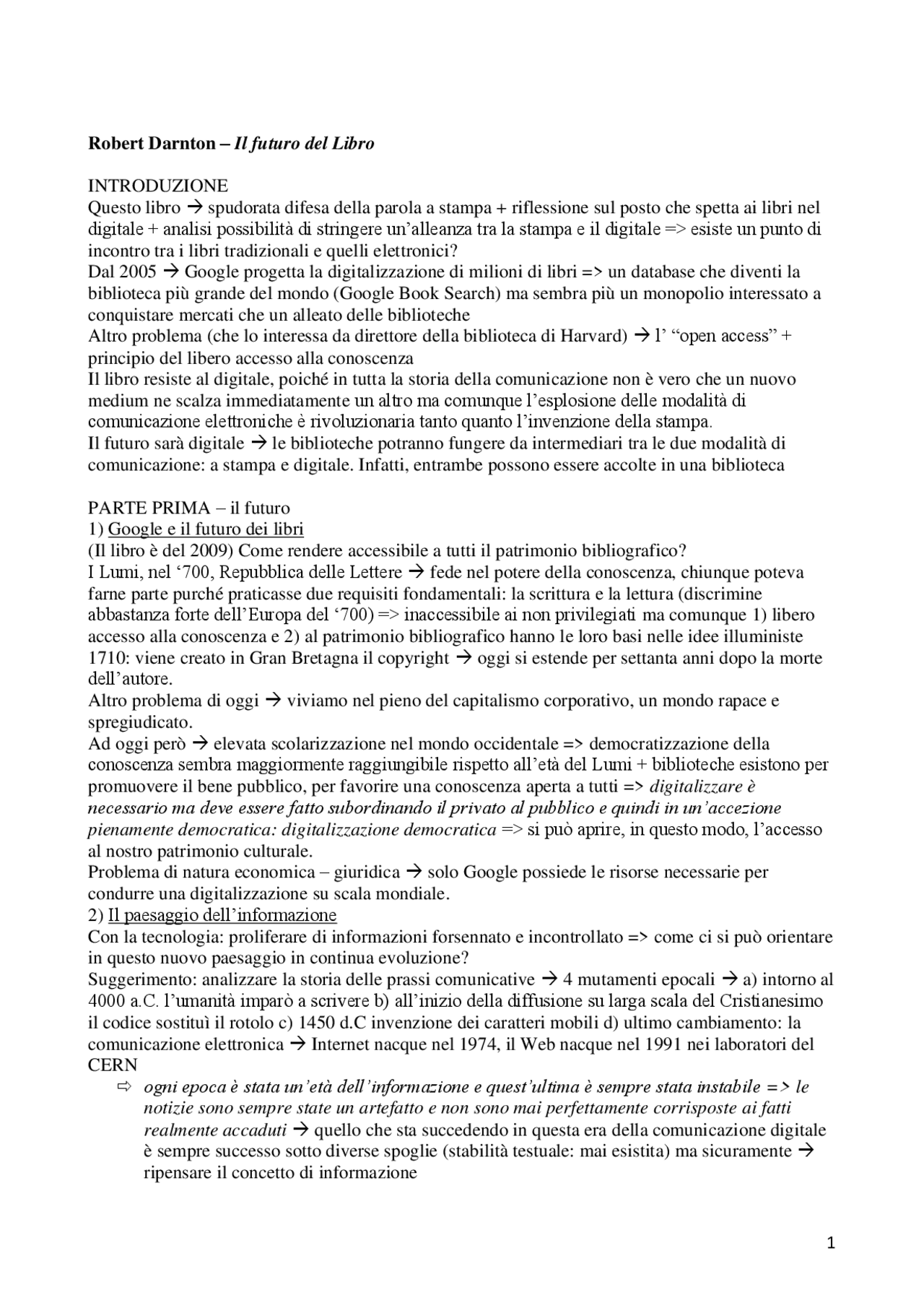 Il Futuro Del Libro Di Robert Darnton Docsity