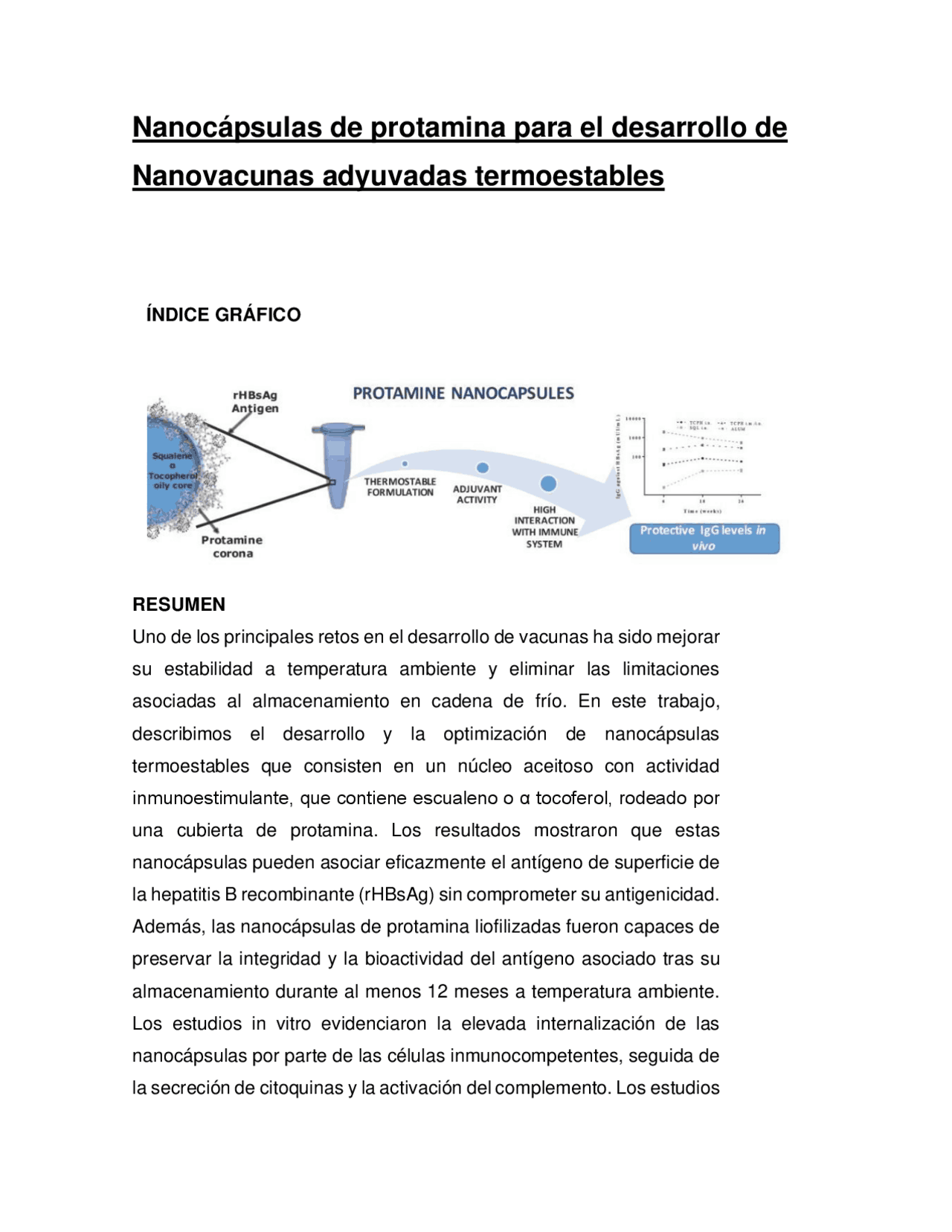 Nanocapsulas de protamina - Docsity
