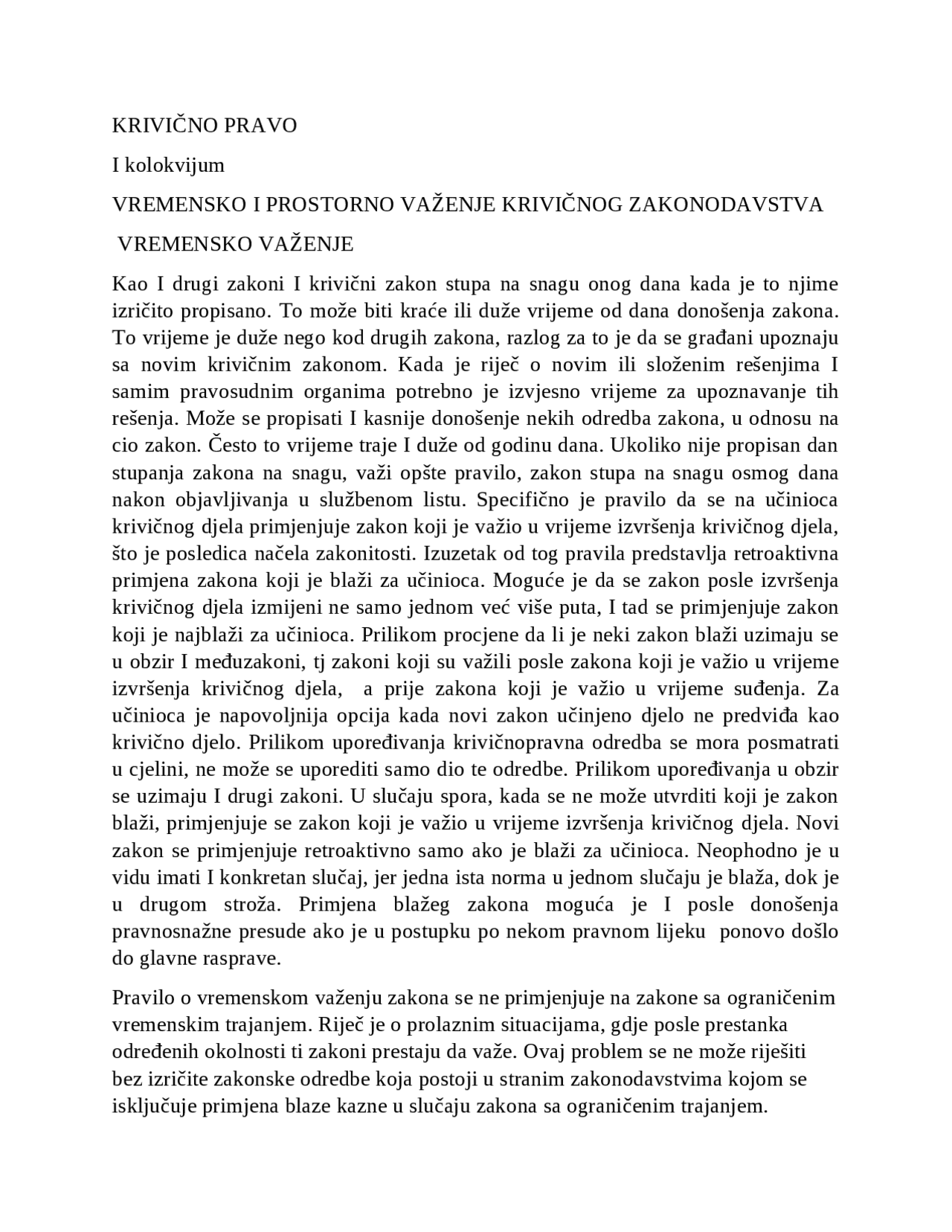 Krivicno Pravo I Skripta Skripte Predlog Krivično Pravo Docsity