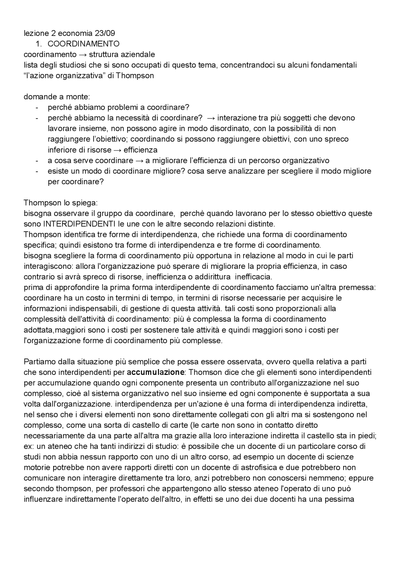 Coordinamento E Interdipendenza Docsity