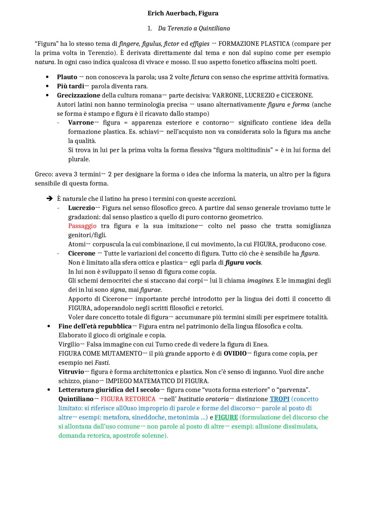 Riassunto Del Saggio Di Auerbach Figura Docsity