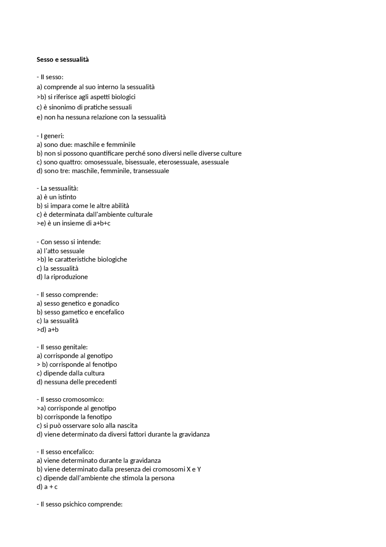 Domande Chiuse Esercitazioni Per Lesame Docsity