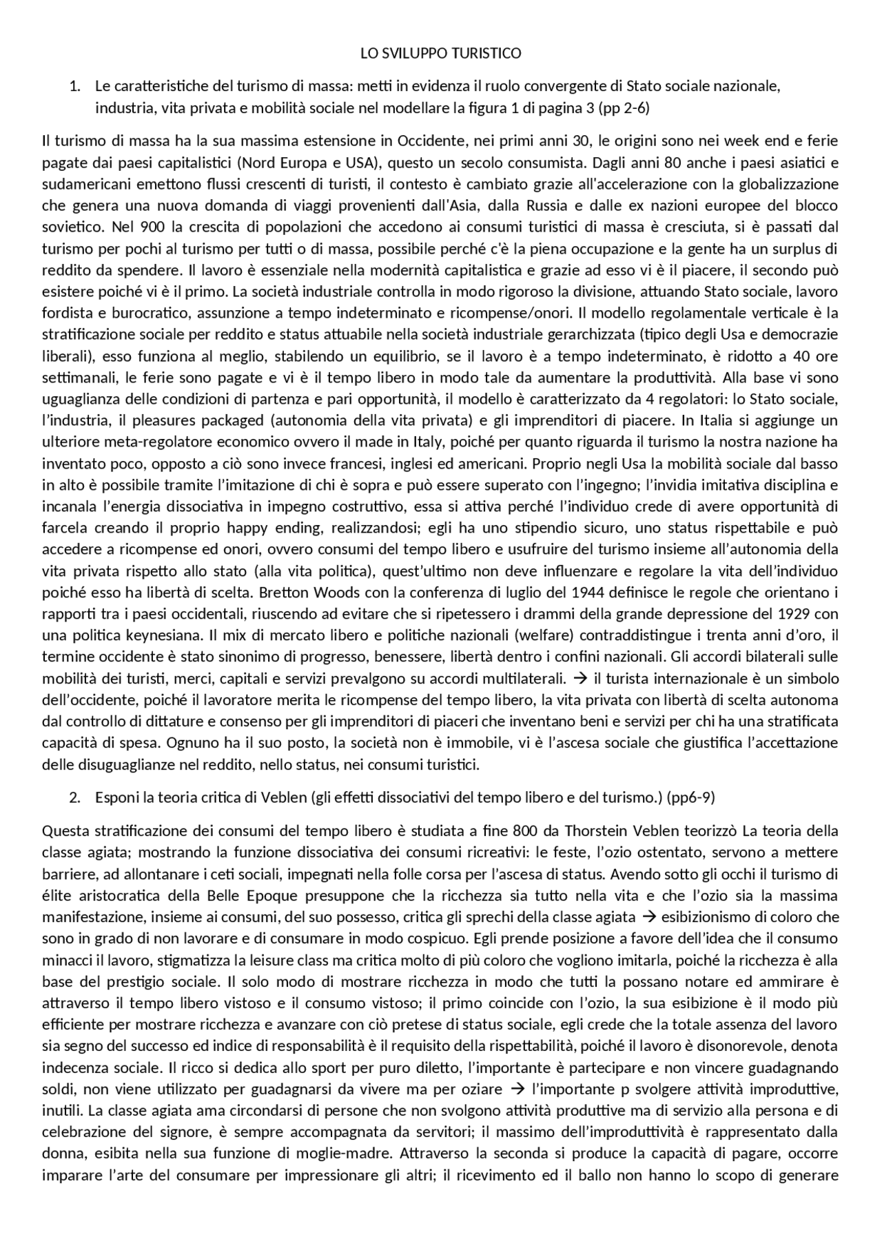 Domande Esame Sociologia Del Turismo A Docsity