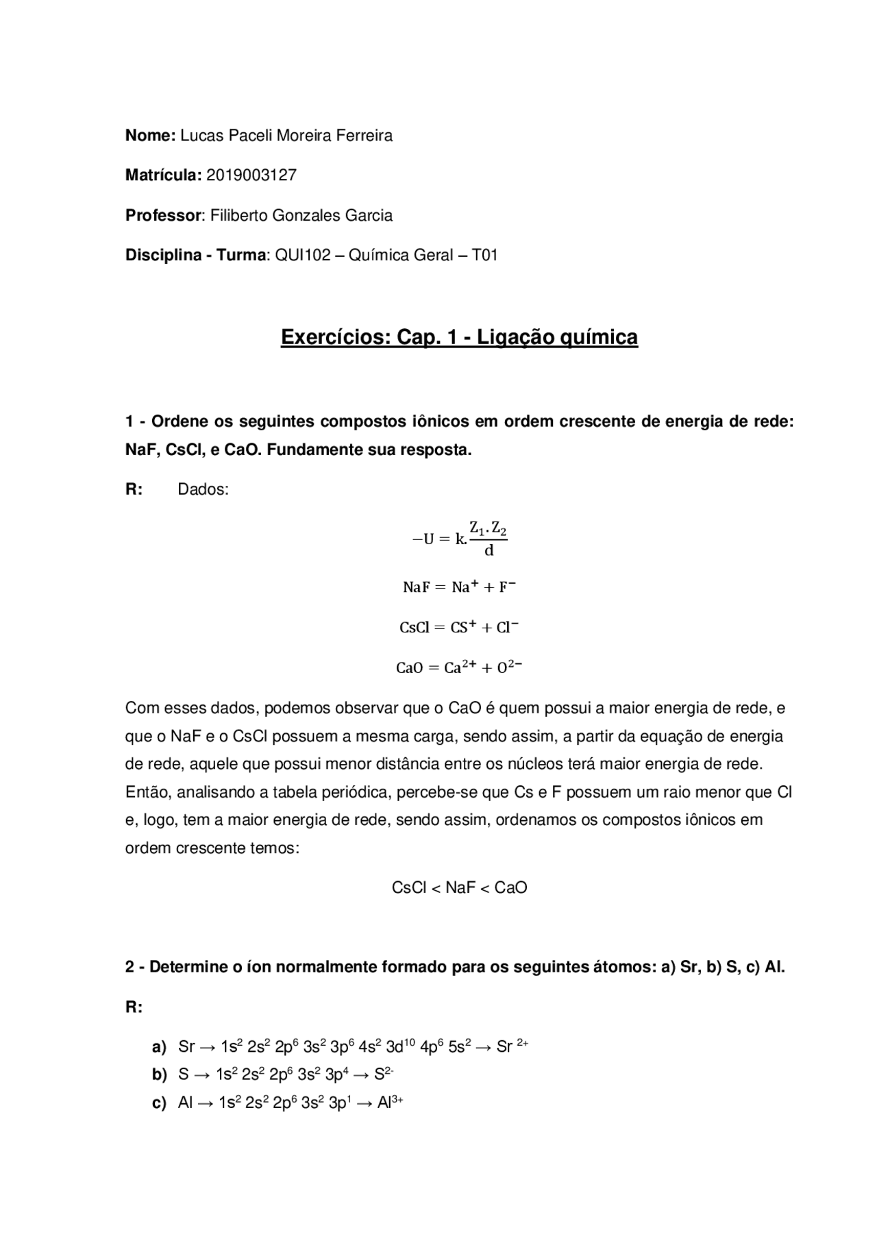Lista De Exercicios Docsity