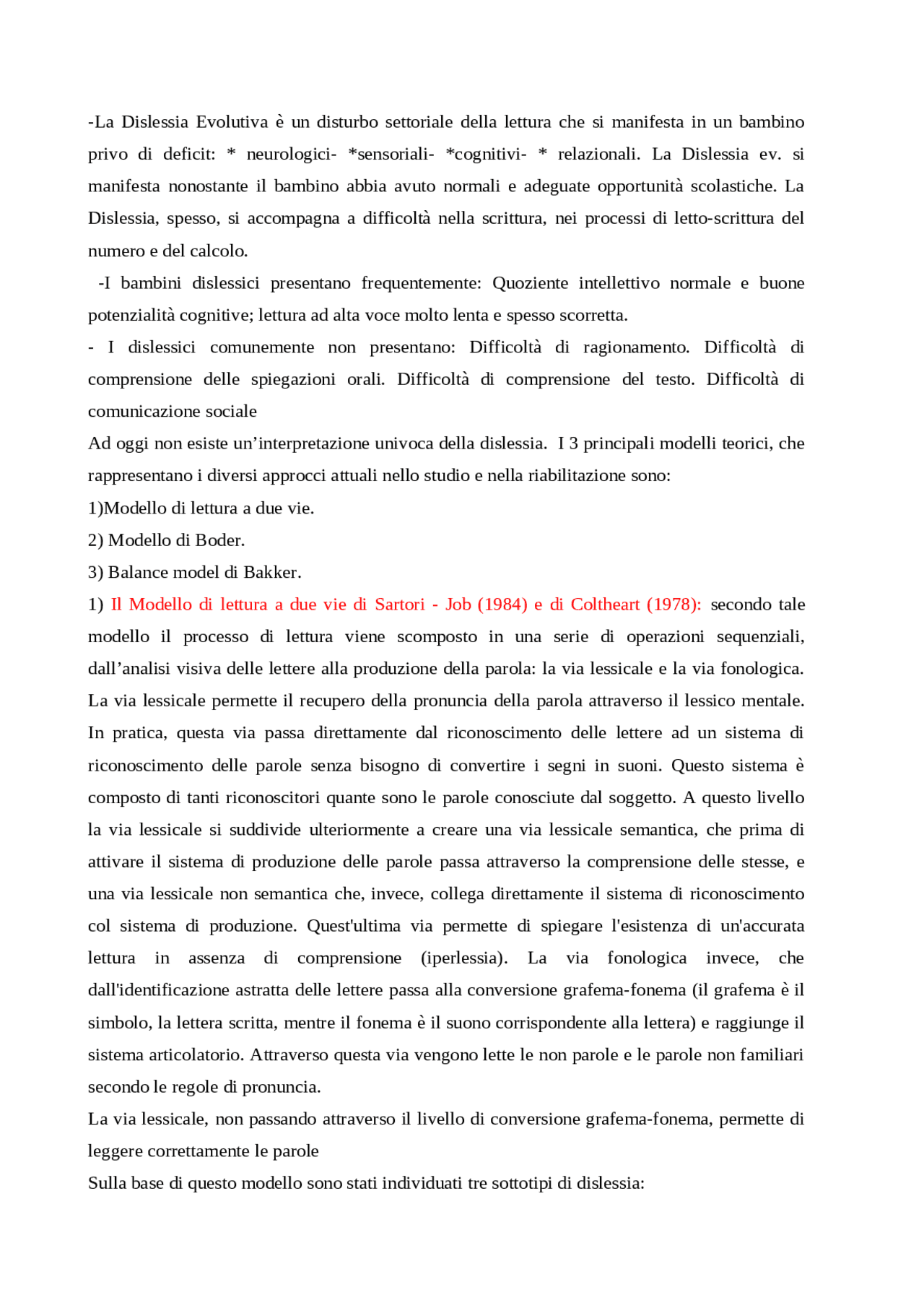 Modelli Teorici Di Riferimento Dsa Docsity