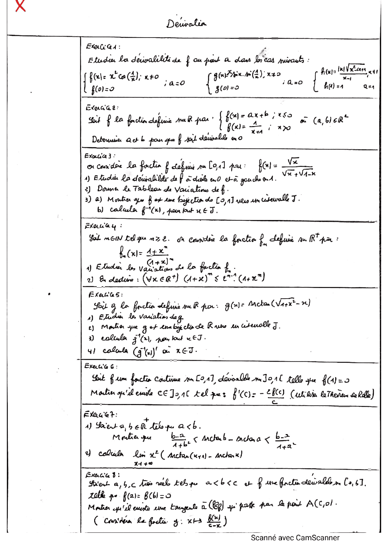 Derivation Exercices Docsity