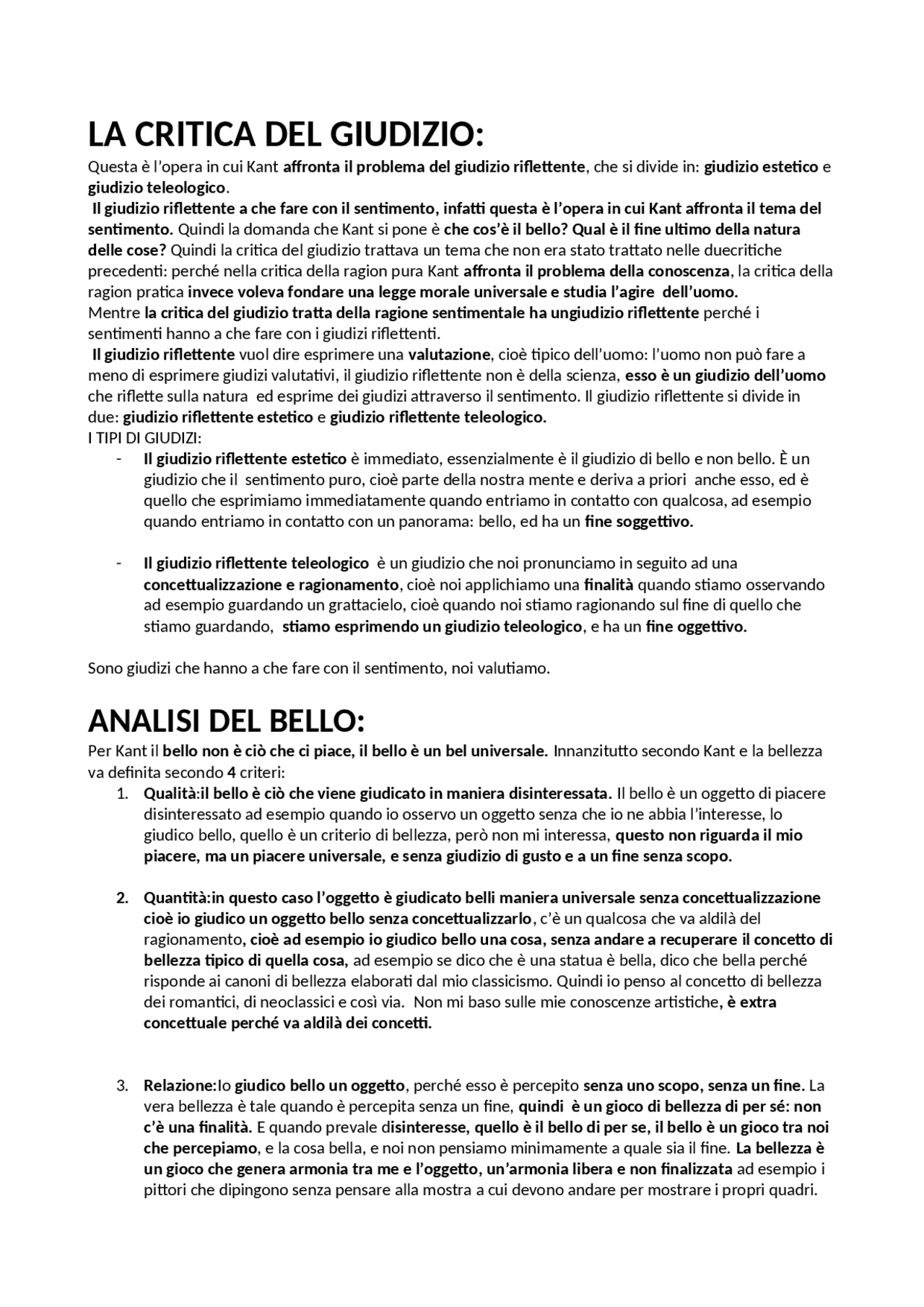 Kant Tutta La Critica Del Giudizio Docsity