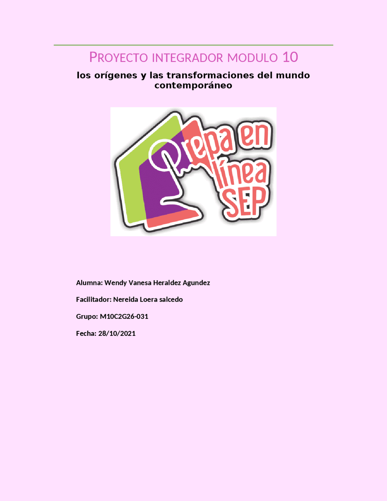 Proyecto Integrador Modulo 10 Docsity