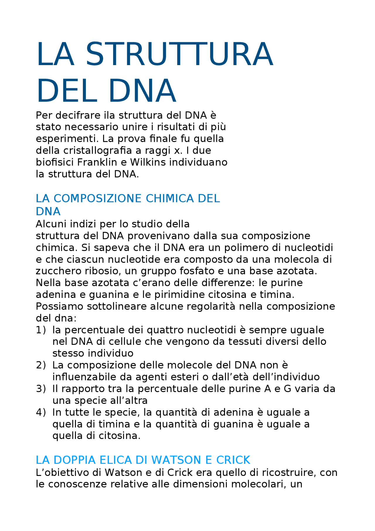 Biologia Appunti Sul Dna Docsity