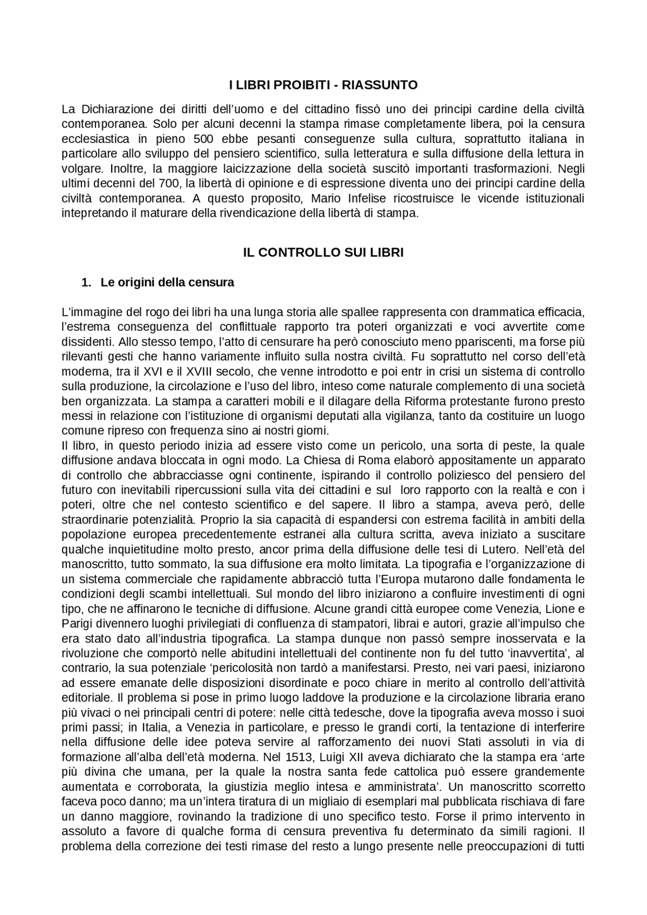 Riassunto I Libri Proibiti Docsity