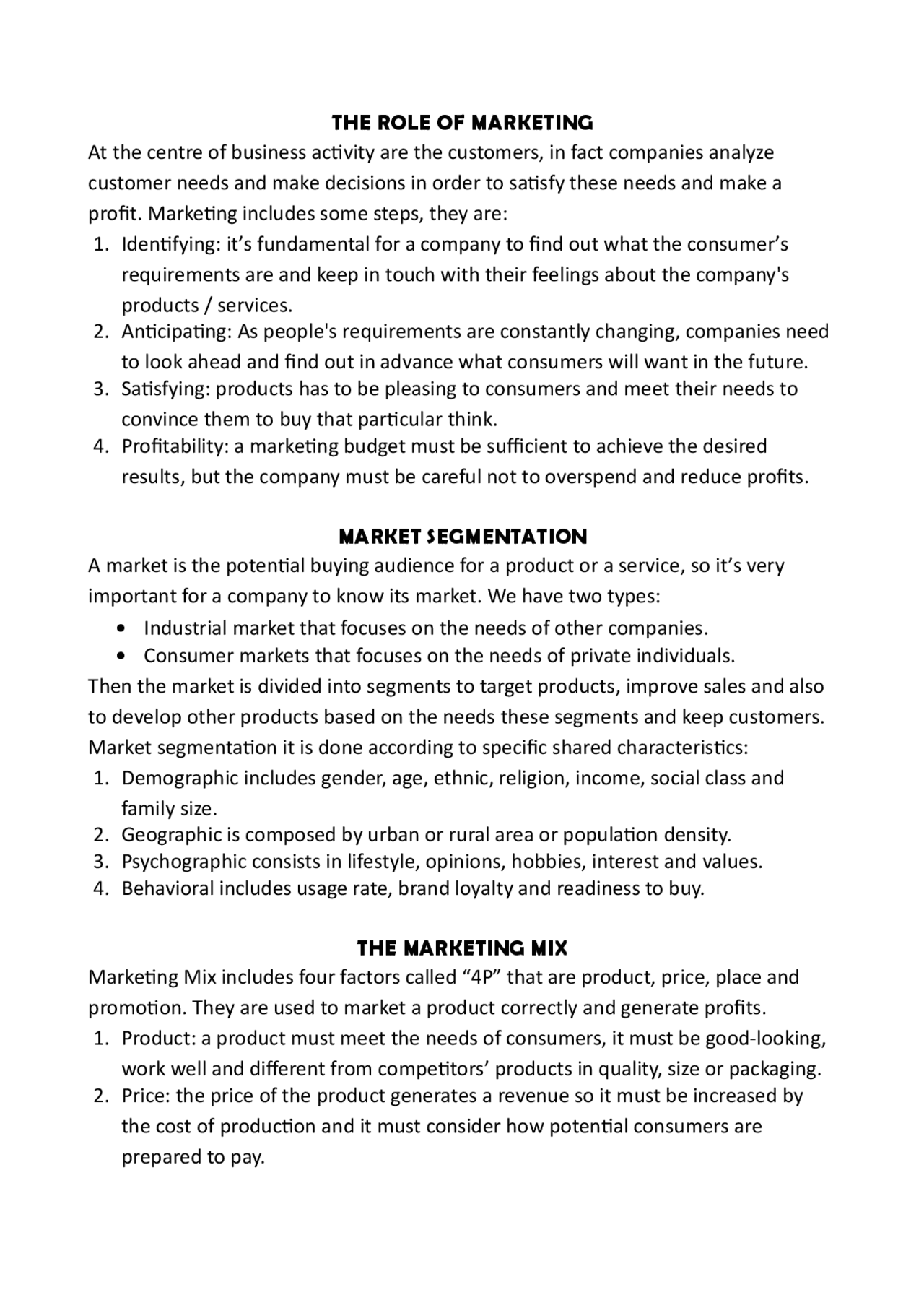 Marketing Mix And Swot Analysis Docsity