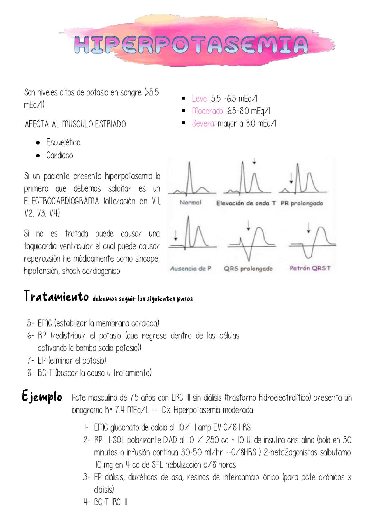 Hiperkalemia (potasio elevado en sangre) - Docsity