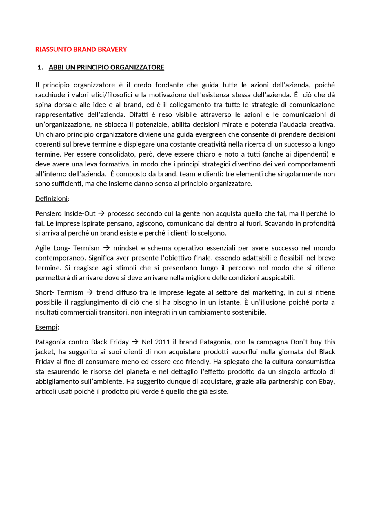 Riassunto Brand Bravery Docsity