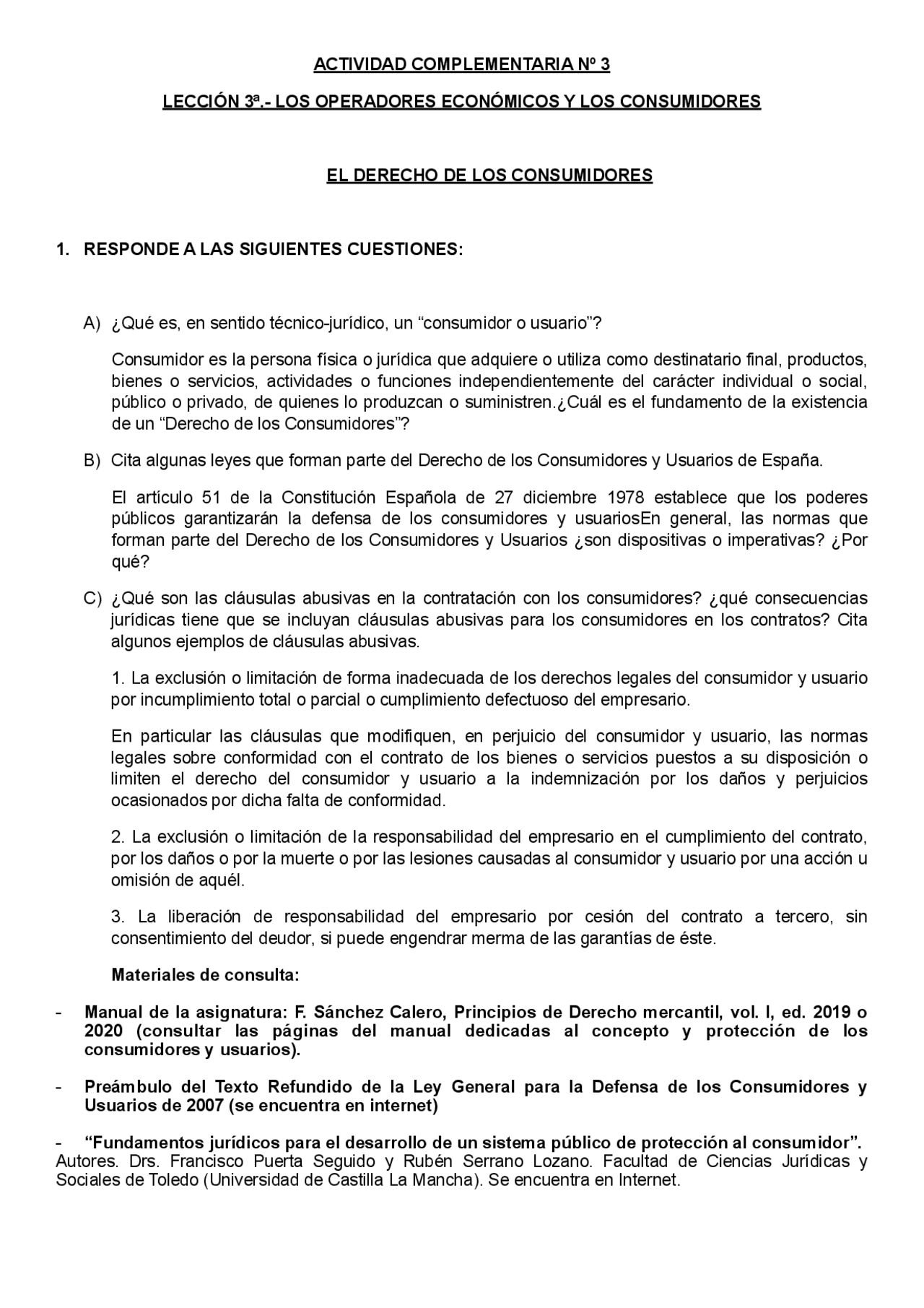 Actividad complementaria derecho - Docsity