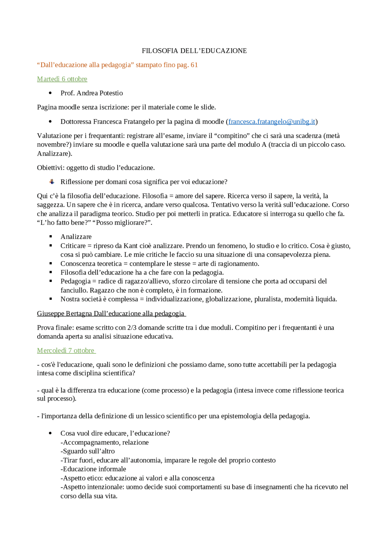 Appunti Modulo A E B Di Filosofia Delleducazione Docsity