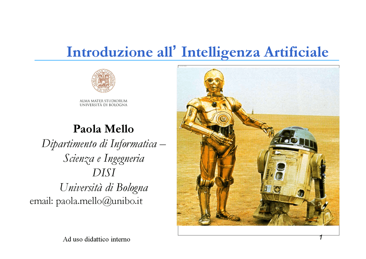 Elementi Di Intelligenza Artificiale Docsity