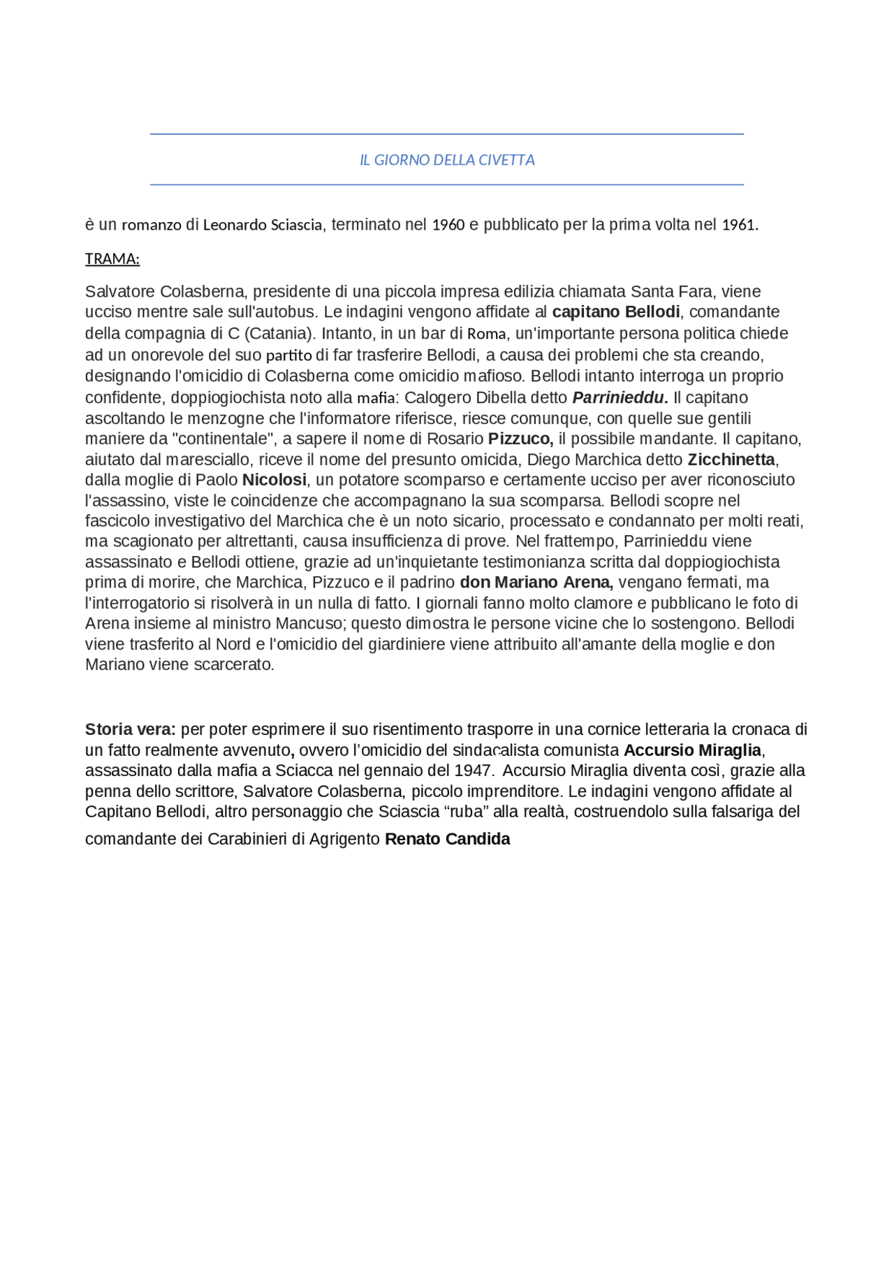Il Giorno Della Civetta Docsity