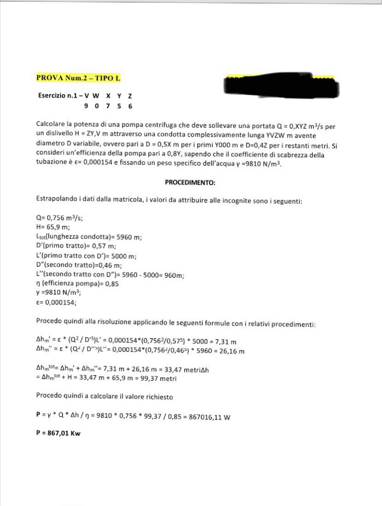 Elaborato Ingegneria Ambientale N2 Tipo L Esercizi Di Ingegneria