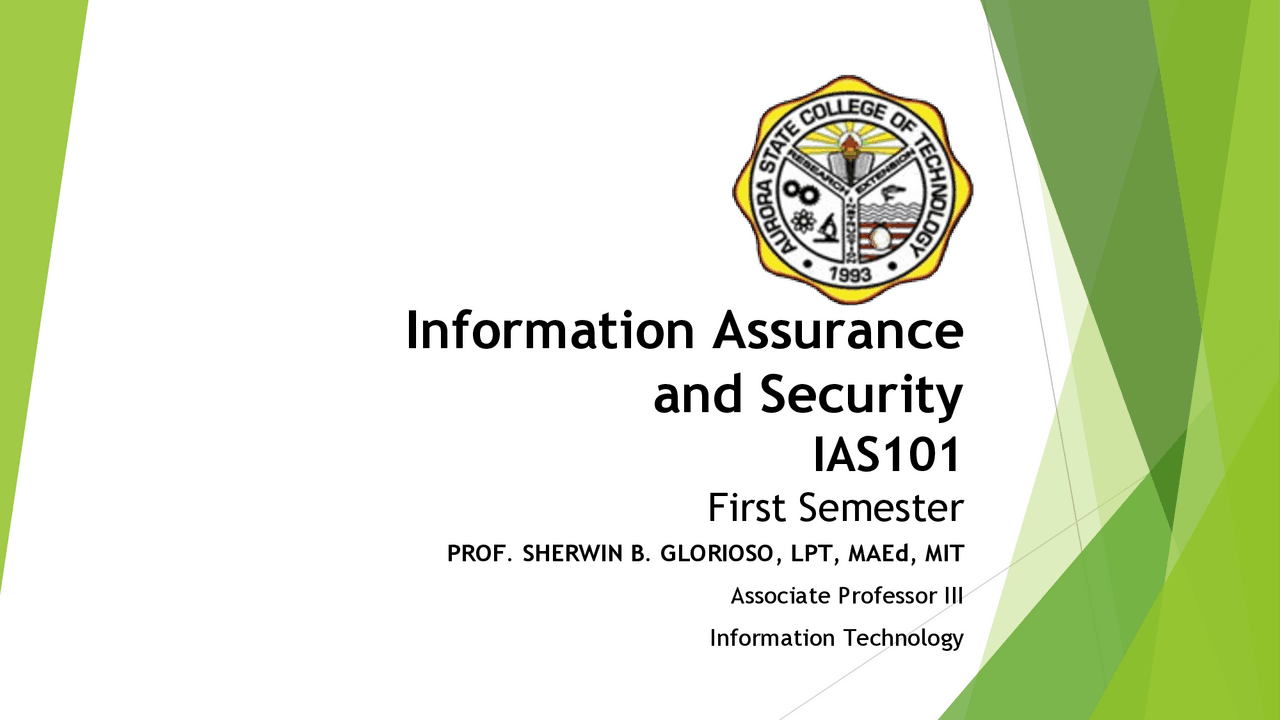 Information Assurance Docsity