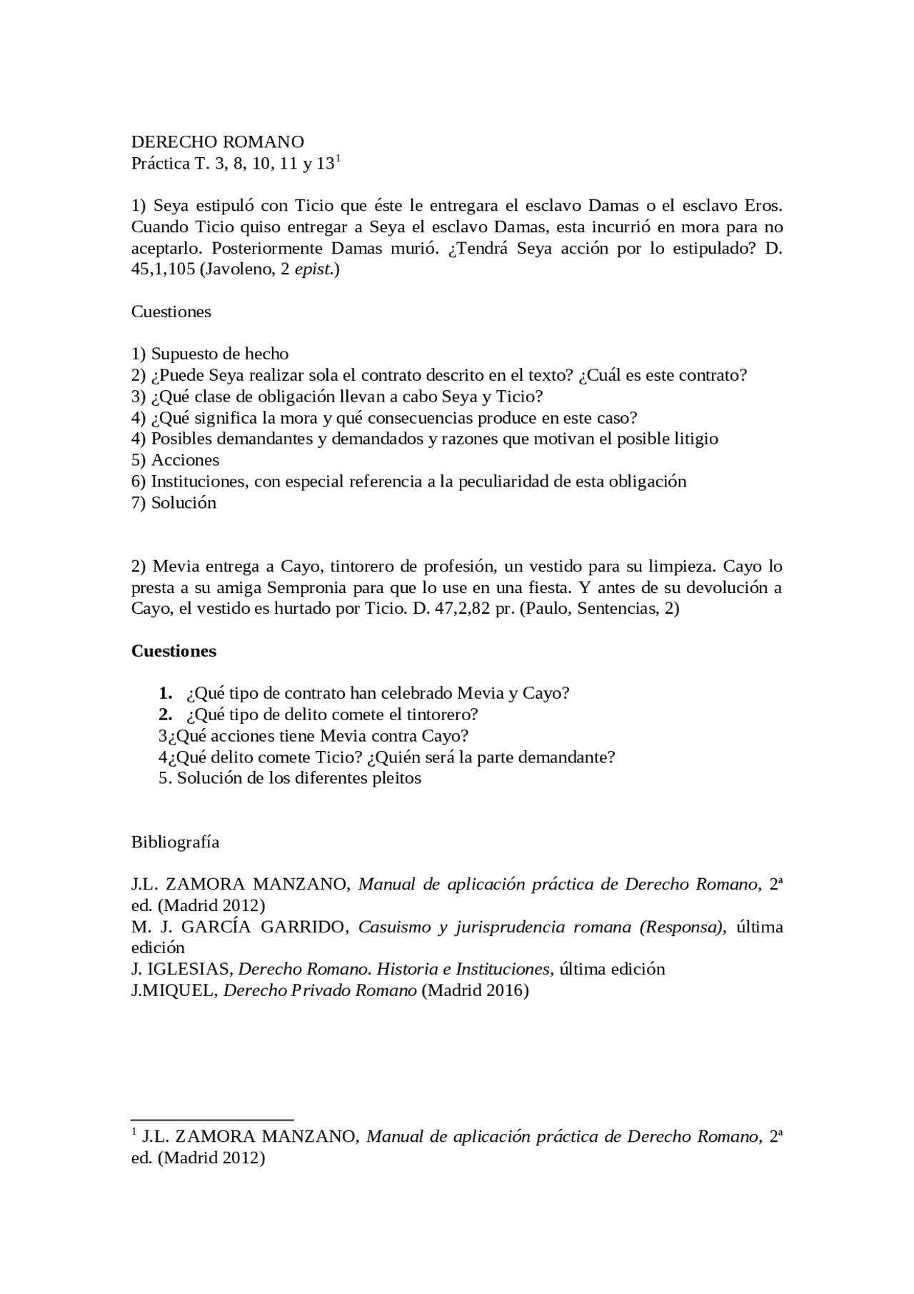 Roman Law Practice Activity Docsity