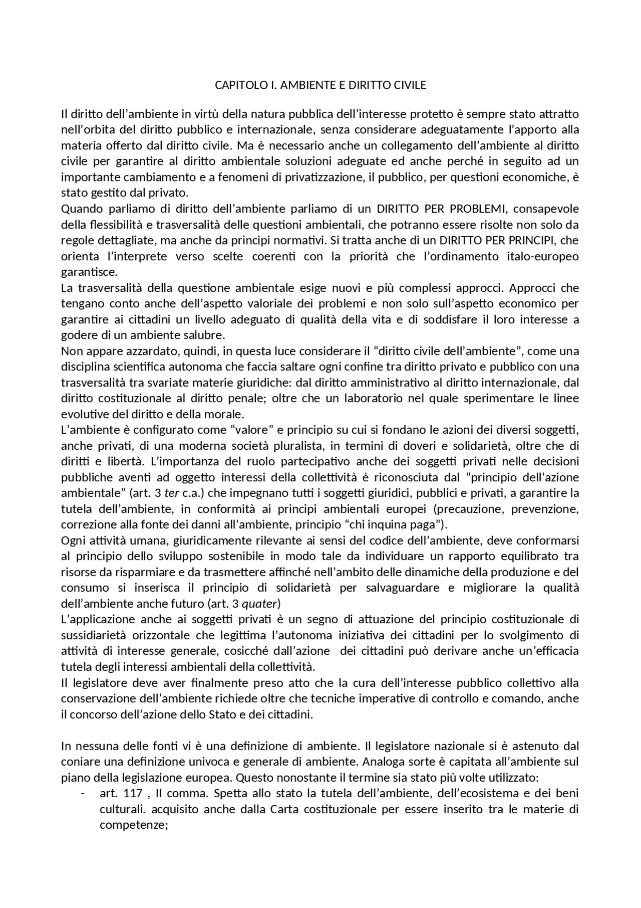 Capitolo 1 Ambiente E Diritto Civile Docsity