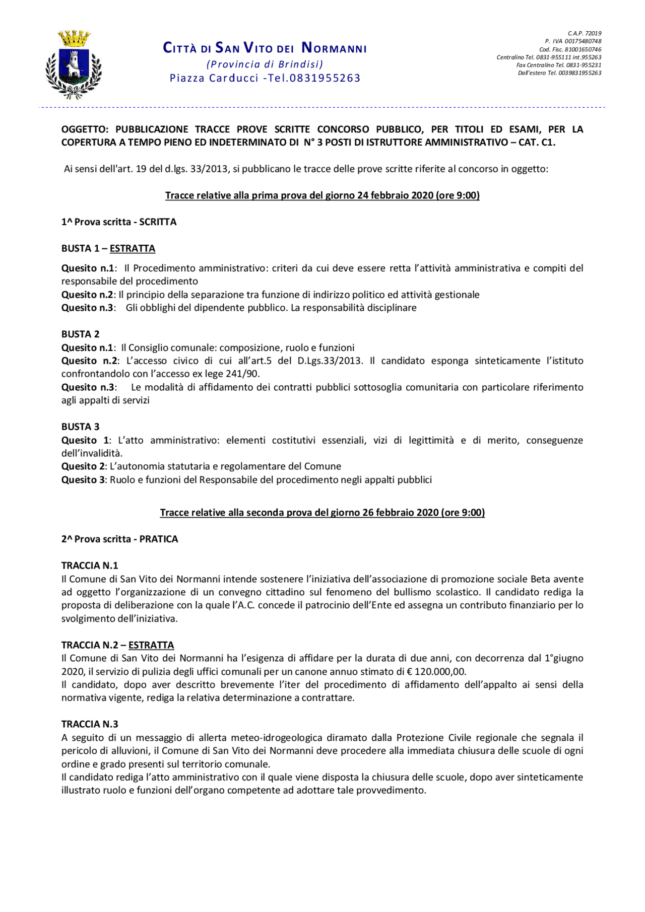 Prove Concorsi Pubblici Docsity