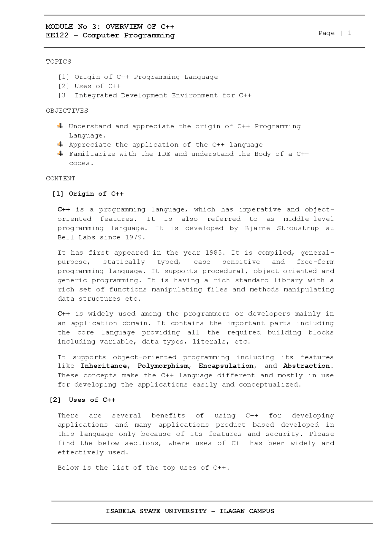 Computer science modules - Docsity