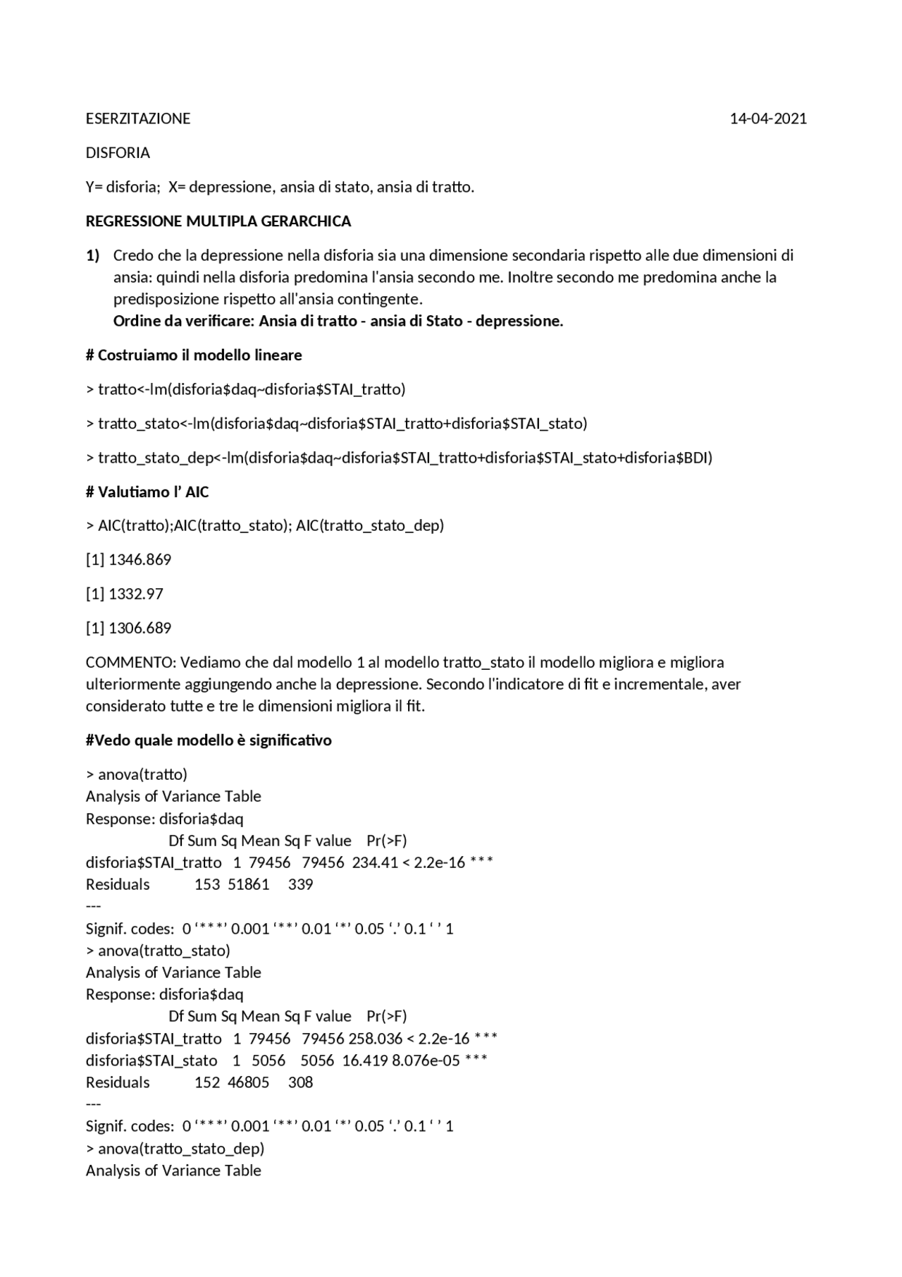 Esercitazione Tecniche Di Analisi Dei Dati 2 Docsity