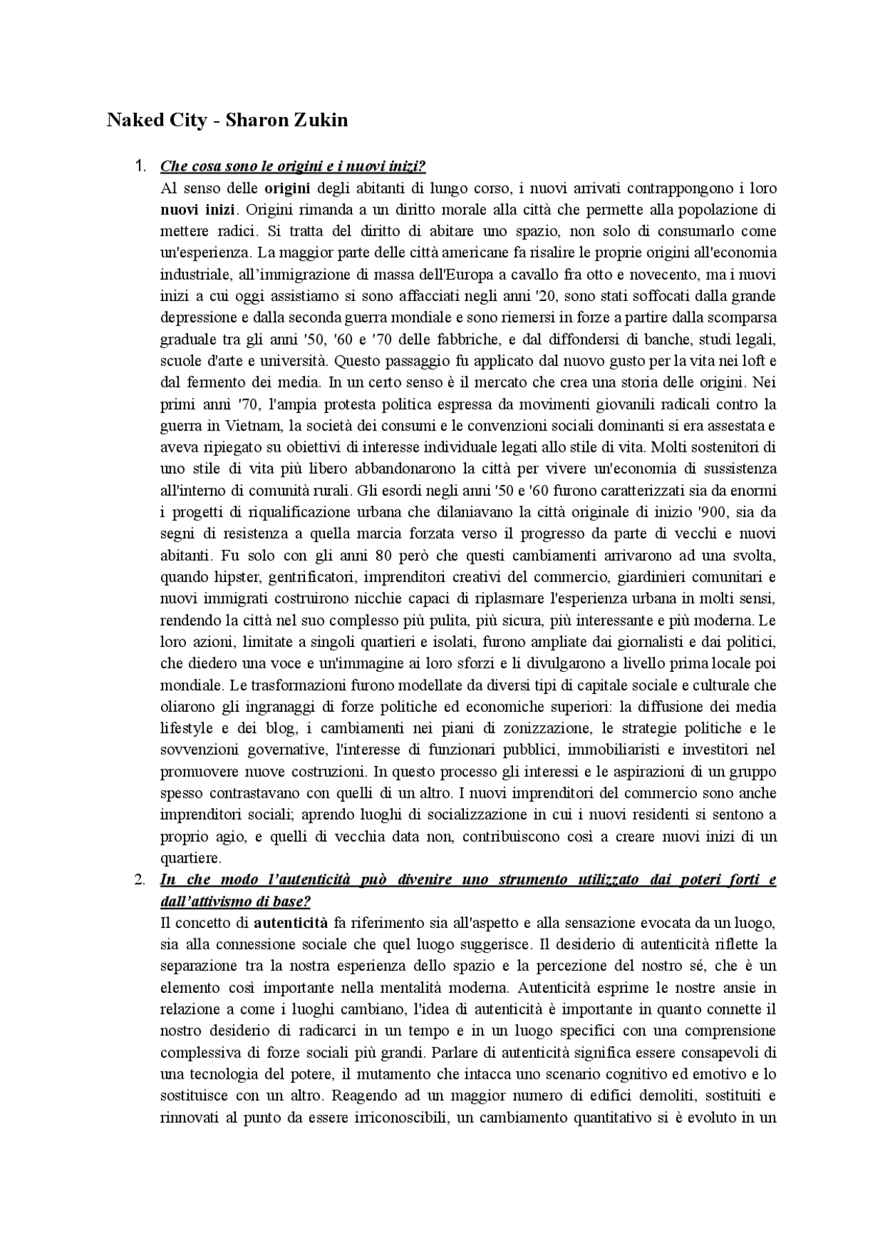 Possibili Domande Esame Docsity