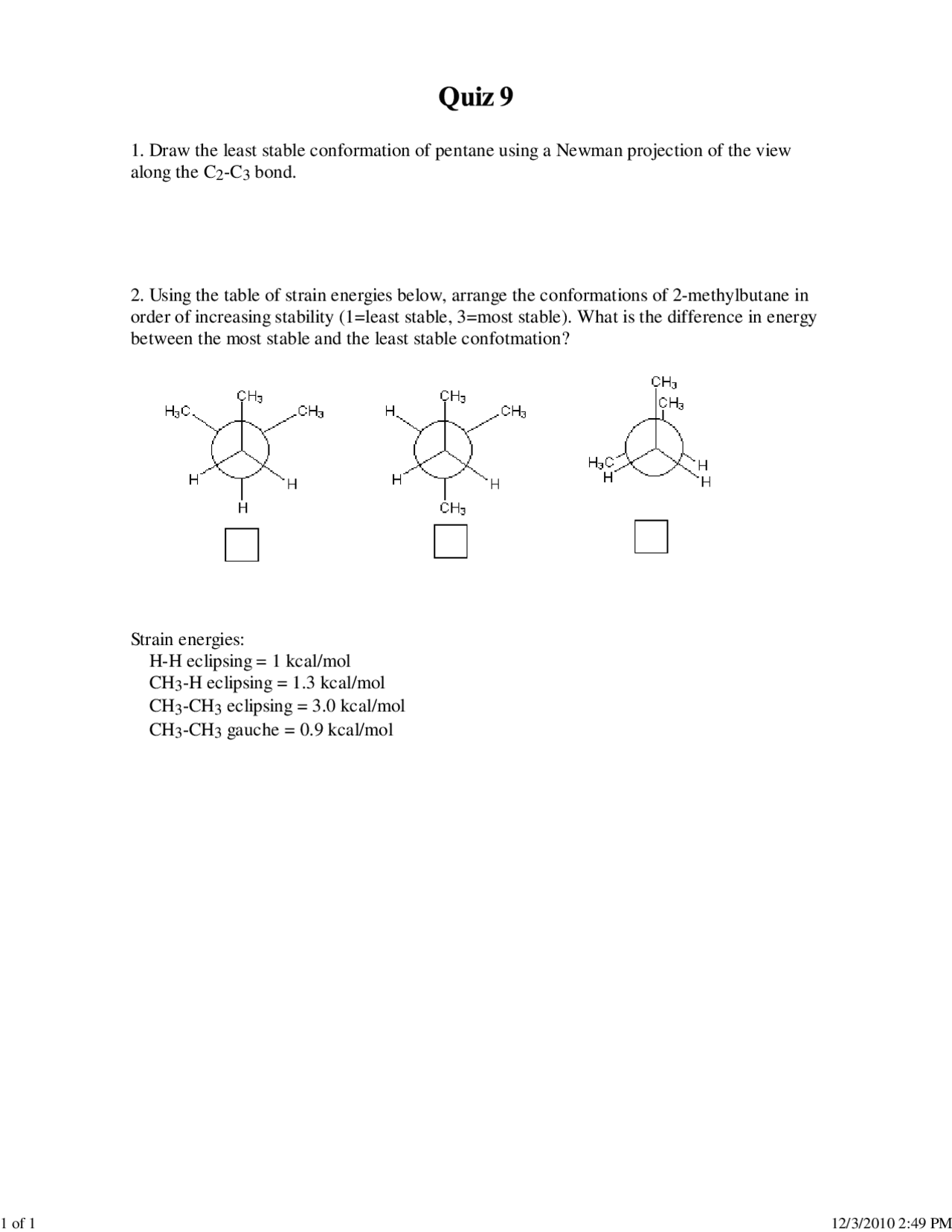 Chemistry practice problems - Docsity