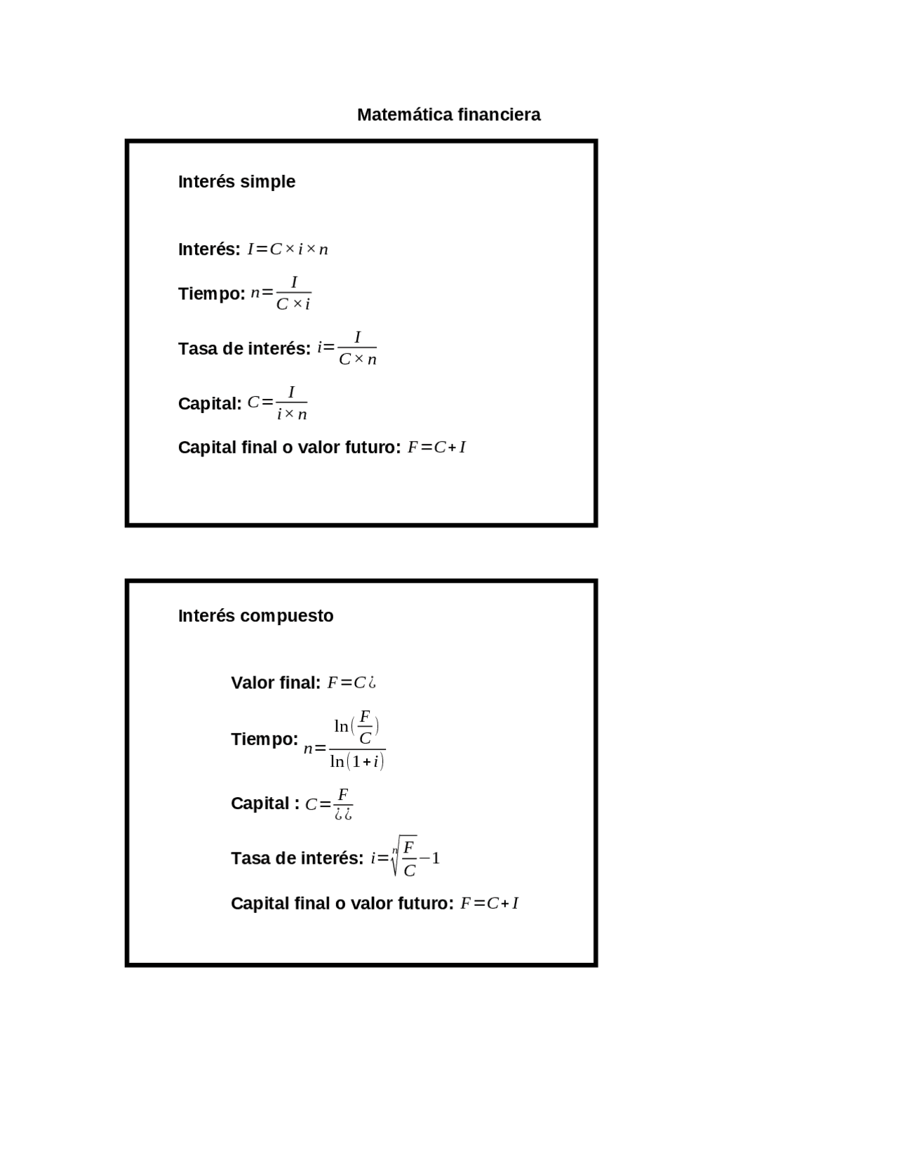 Formulas de intereses - Docsity