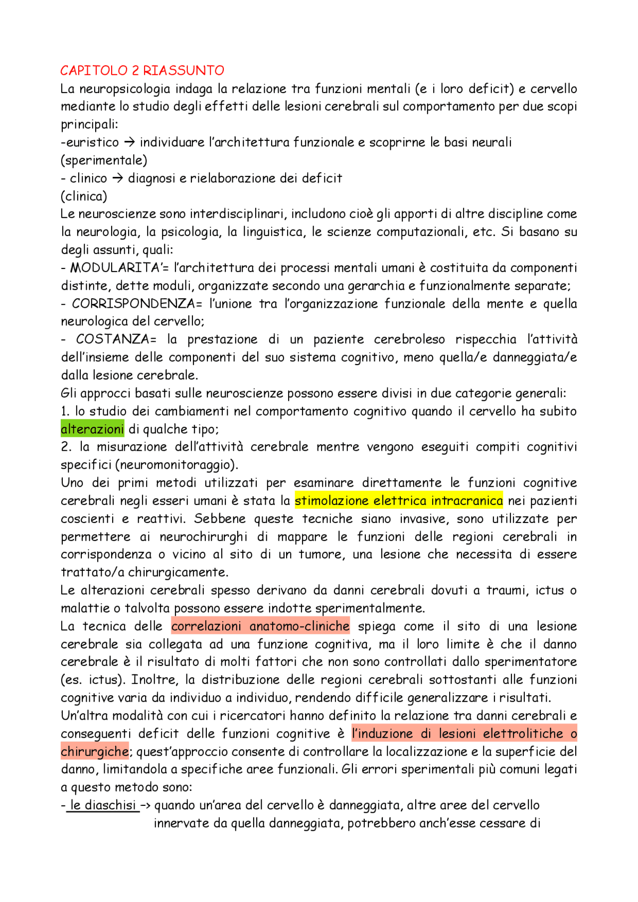 Psicobiologia Capitolo 2 Docsity