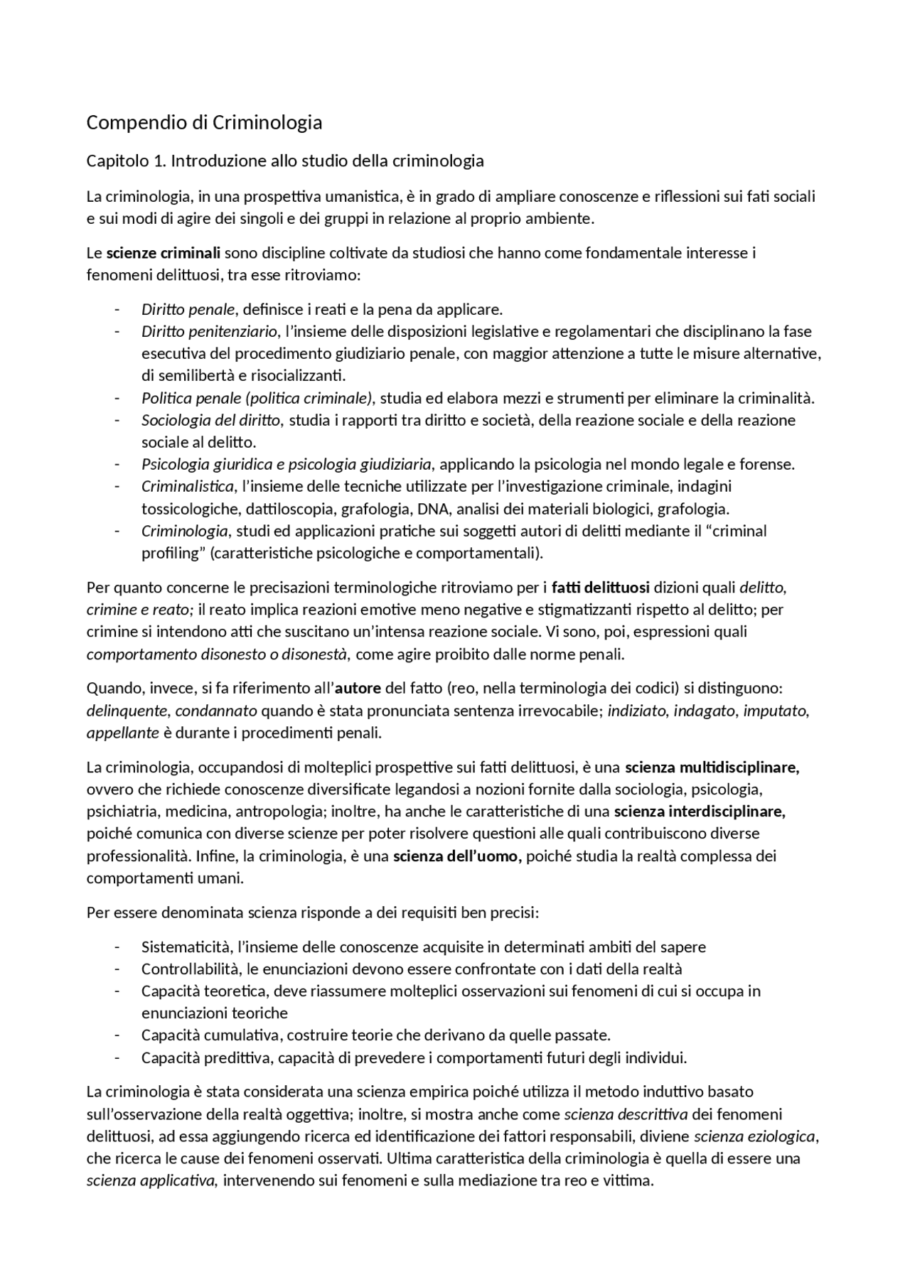 Compendio Di Criminologia Docsity