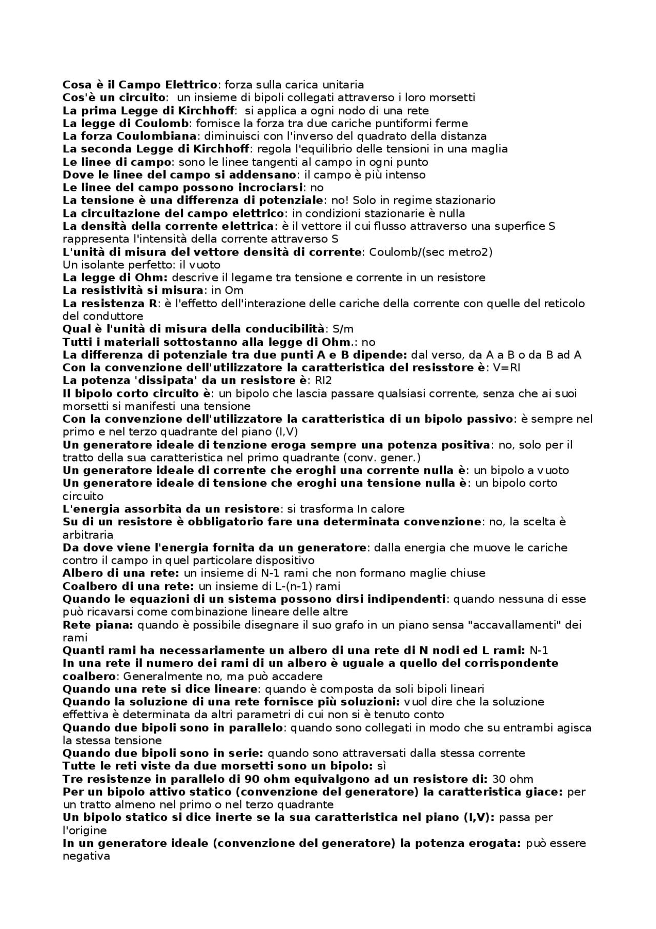 Test Di Fine Capitolo Principi Di Ingegneria Elettrica Docsity