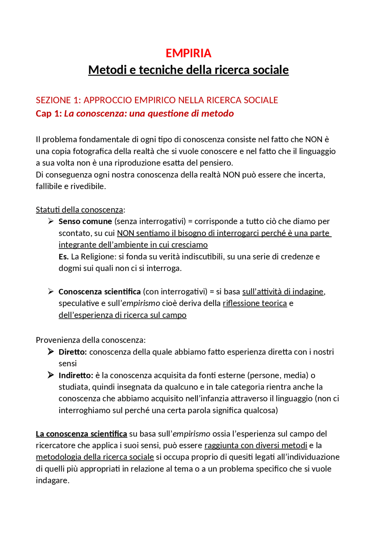 Empiria Metodi E Tecniche Della Ricerca Sociale Docsity