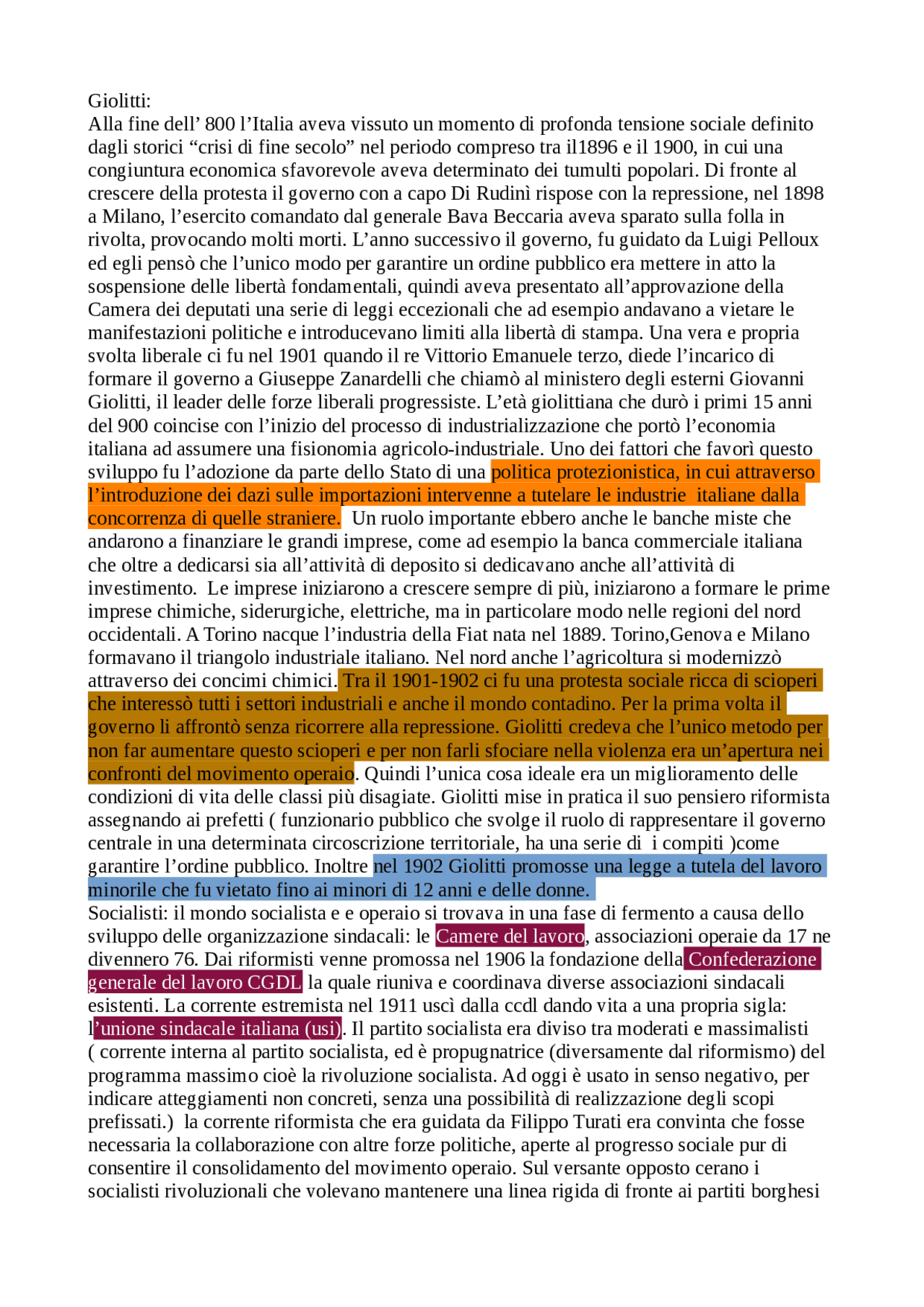 Appunti Di Storia Su Giolitti Docsity