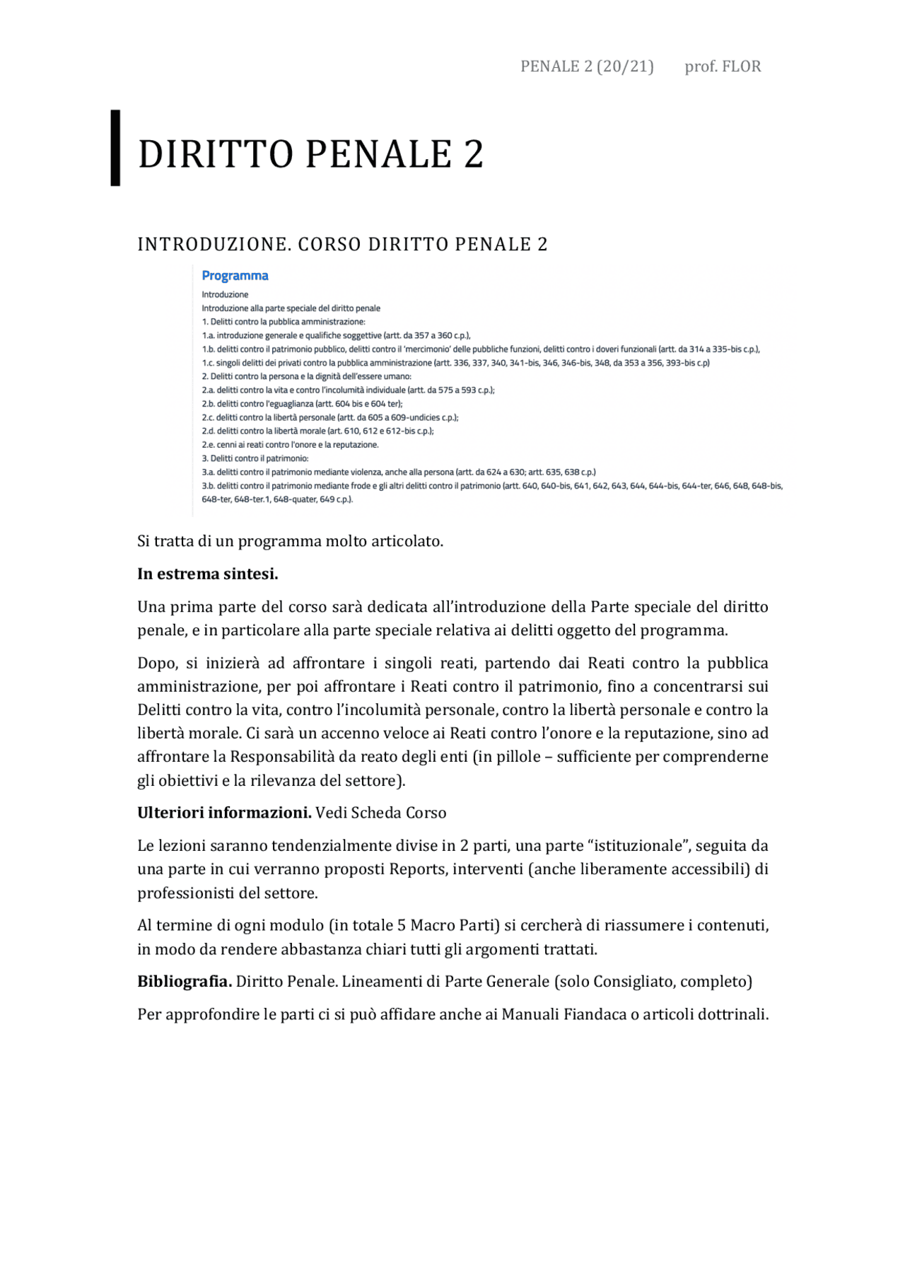 Introduzione Alla Parte Speciale Docsity