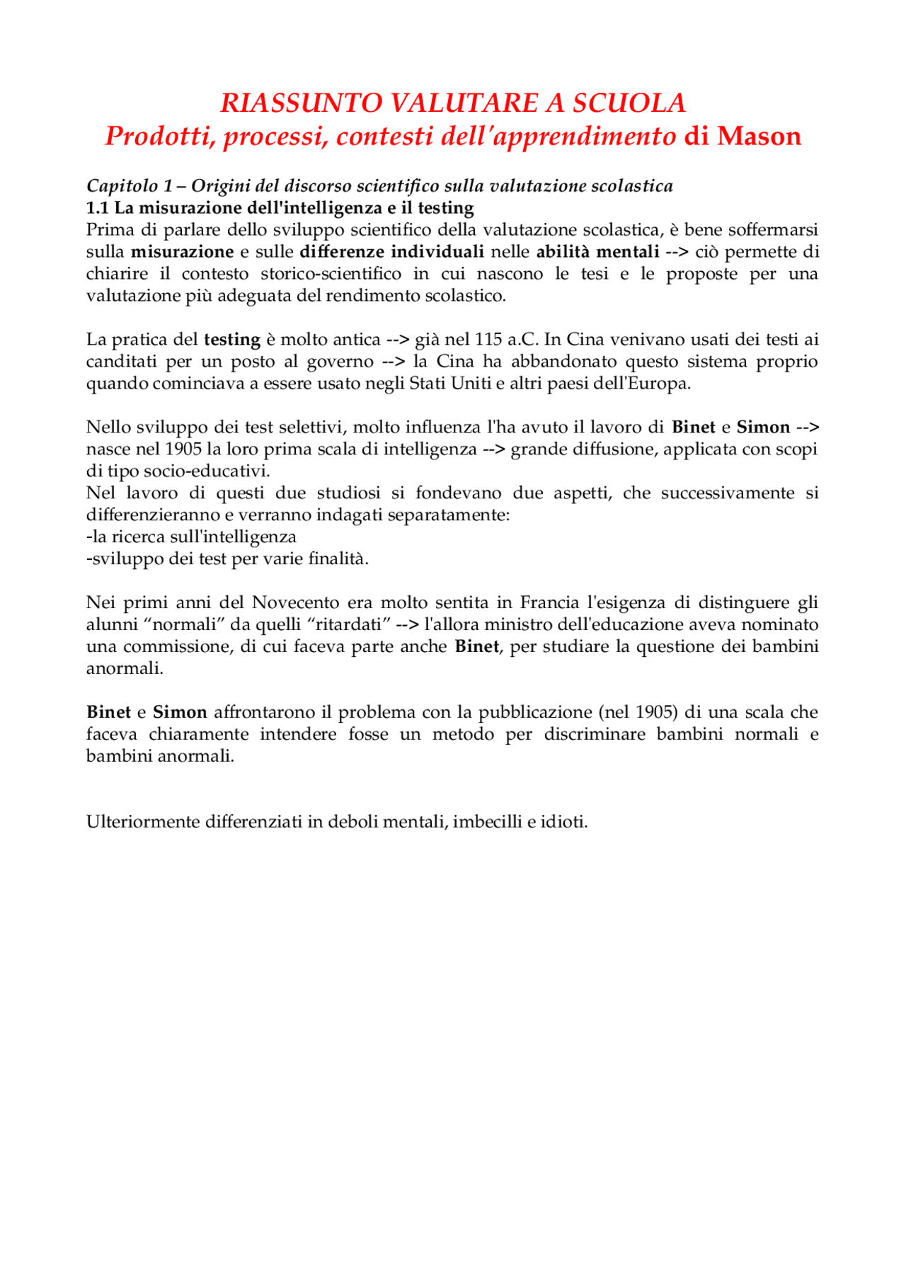 Valutare A Scuola Di Mason Docsity