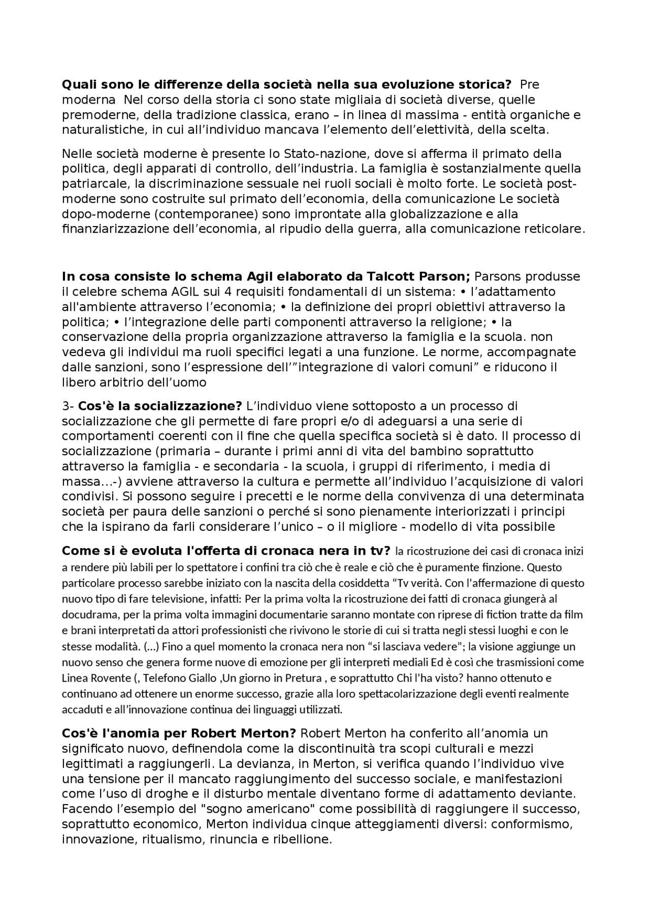 Domande Aperte Sociologia Crimine E Devianza Docsity