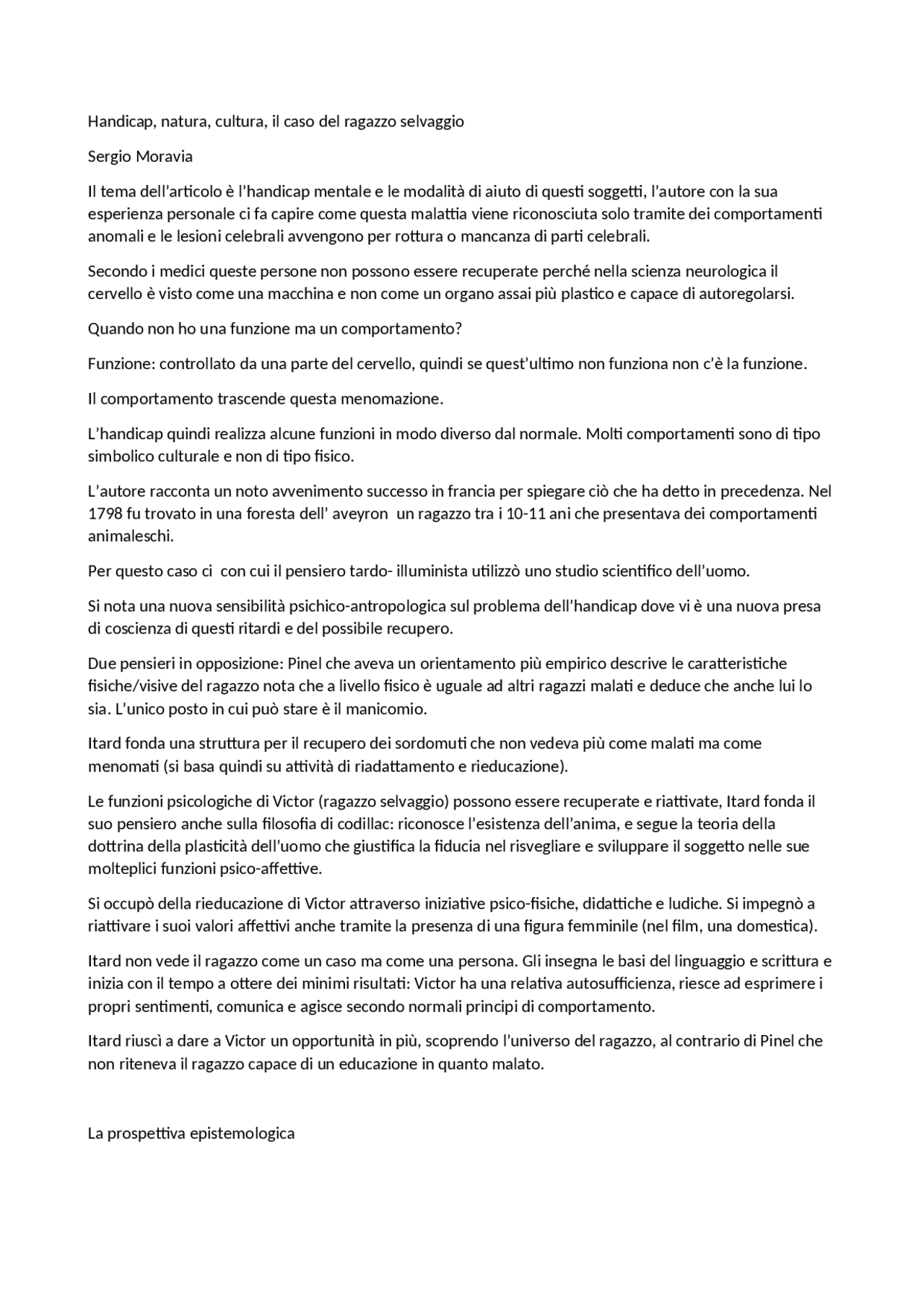 Il Caso Del Ragazzo Selvaggio Docsity
