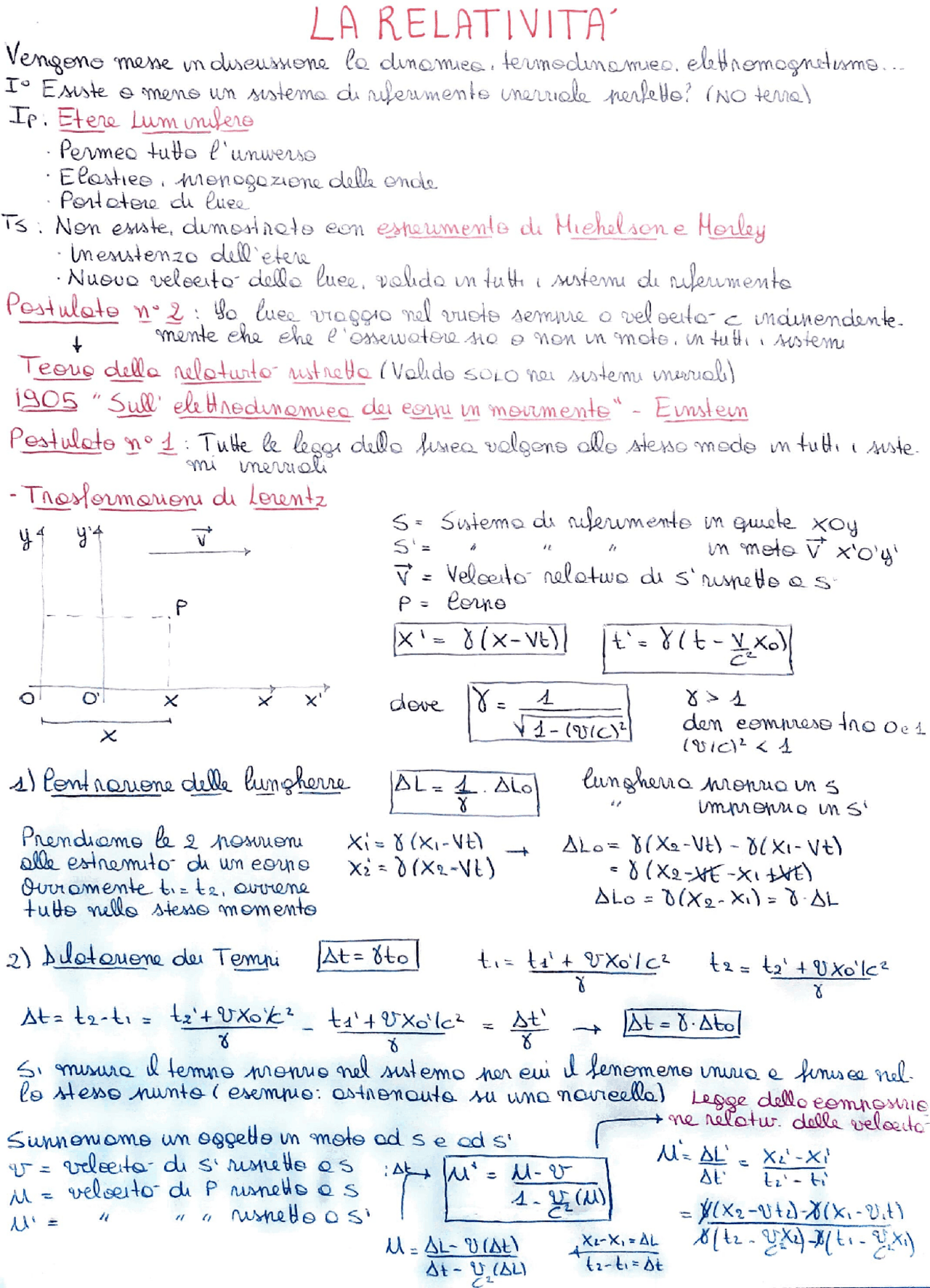 La Relatività E Le Sue Formule Docsity