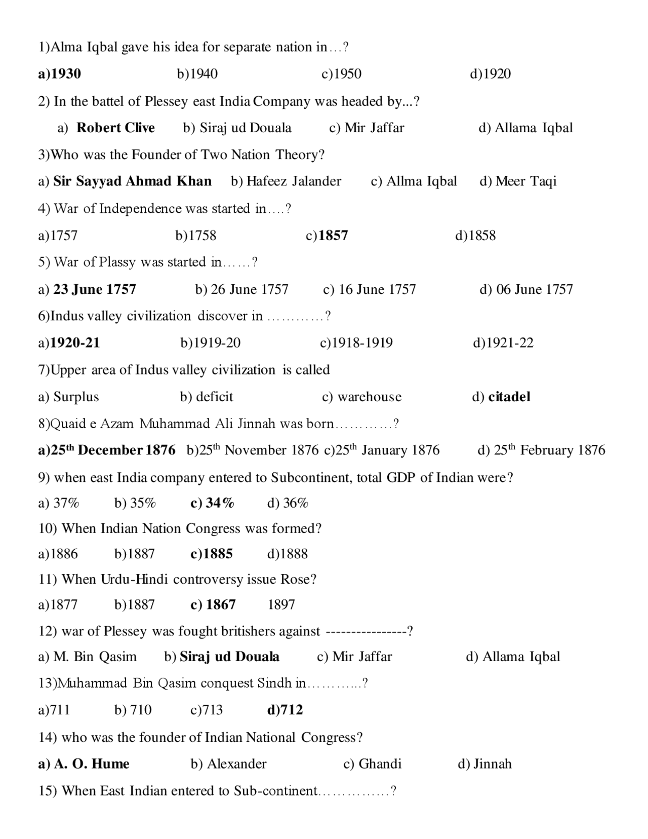 Pst 321 an mcqs summary for students | Quizzes Pakistan History | Docsity
