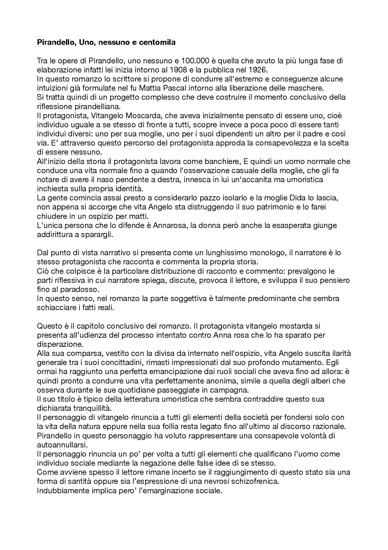 Uno Nessuno E Centomila Docsity