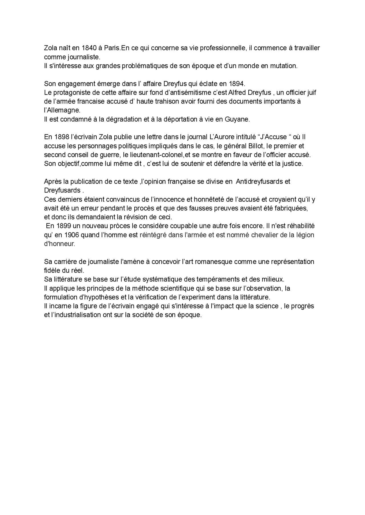 Riassunto Del Caso Dreyfus In Francese Sintesi Facile Docsity