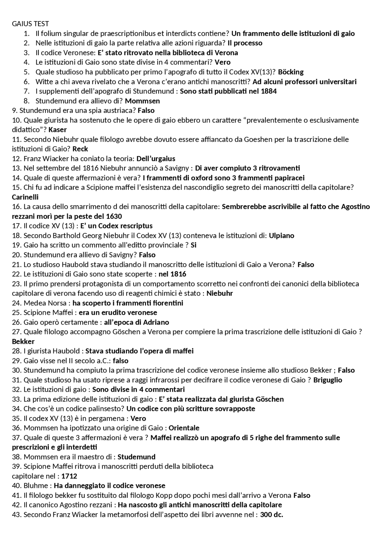 Test Gaio Briguglio Prove Desame Di Diritto Romano Docsity