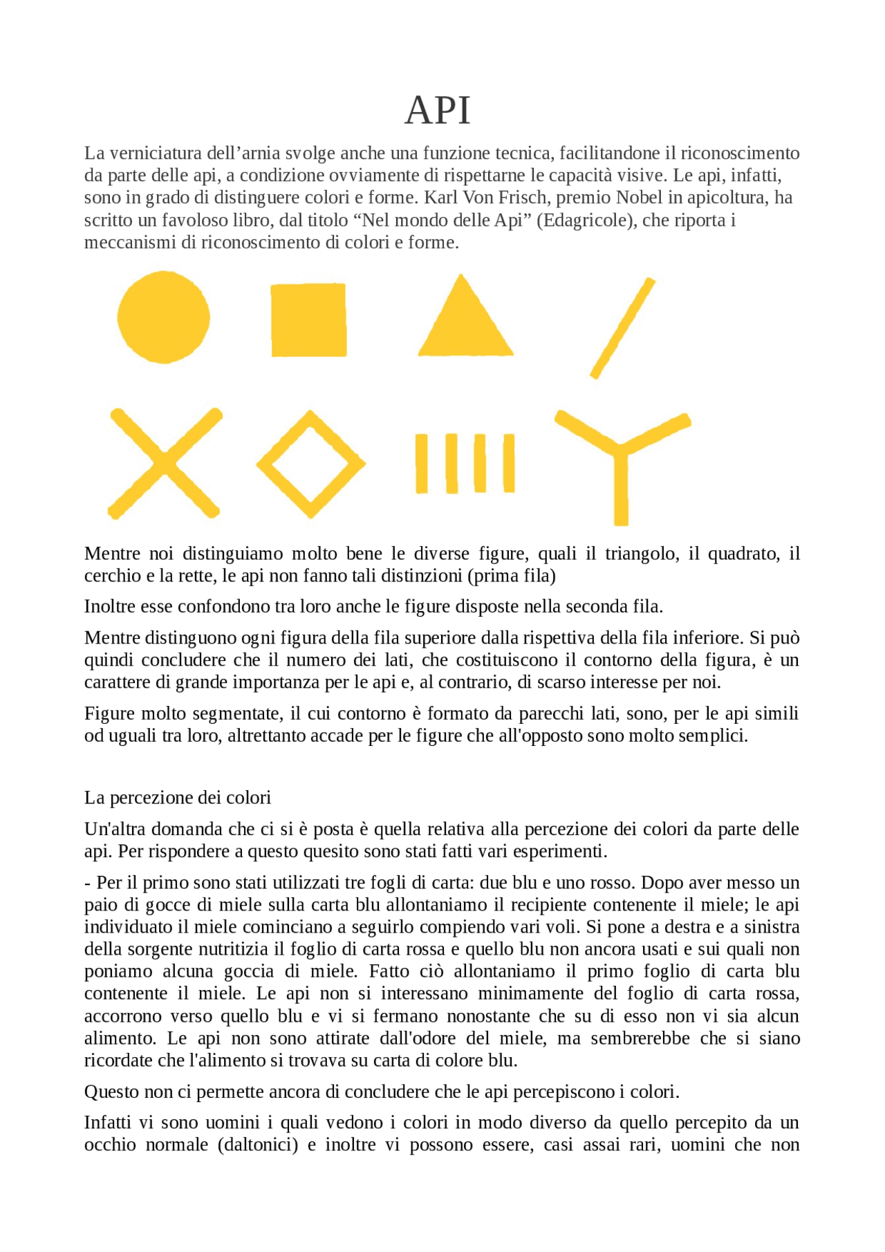 La vita delle api- forme, colori, suoni e genetica - Docsity