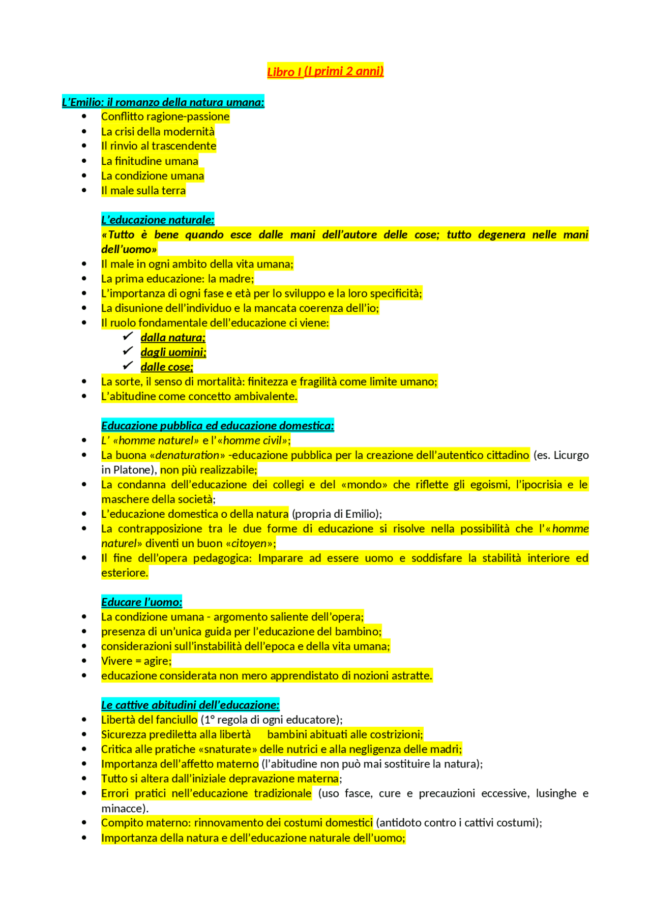 Riassunto Libro Emilio Di Rousseau Docsity