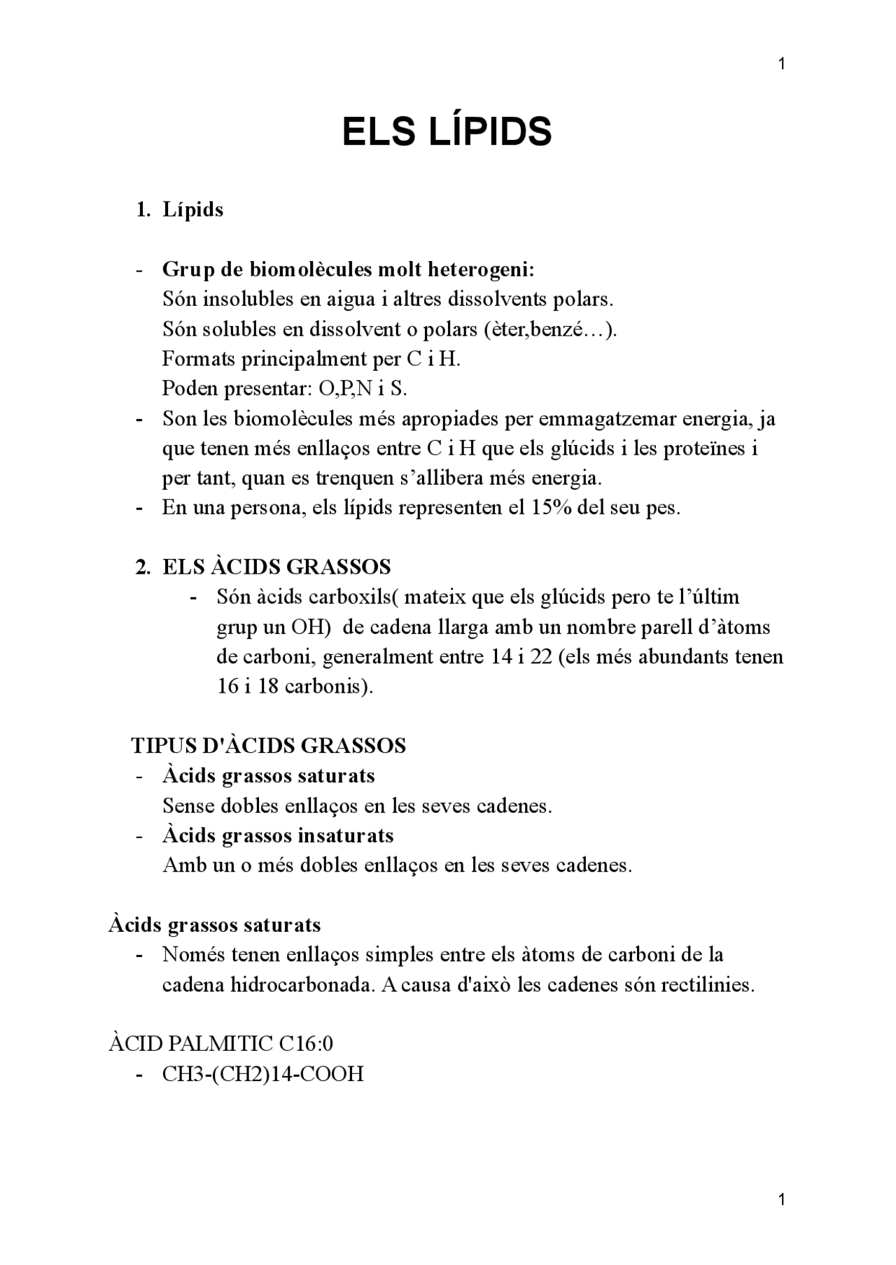 Els LÍpids 1r Batxillerat Docsity